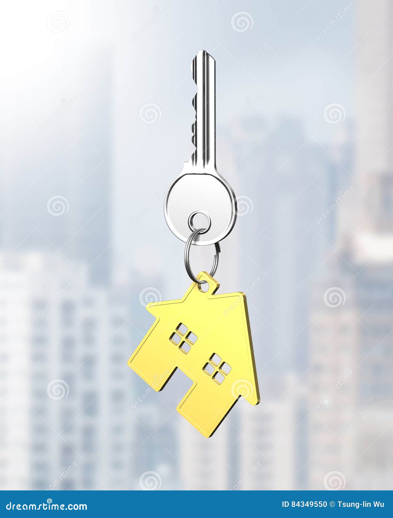 Silver Key with House Shape Key Ring Stock Photo - Image of investment ...
