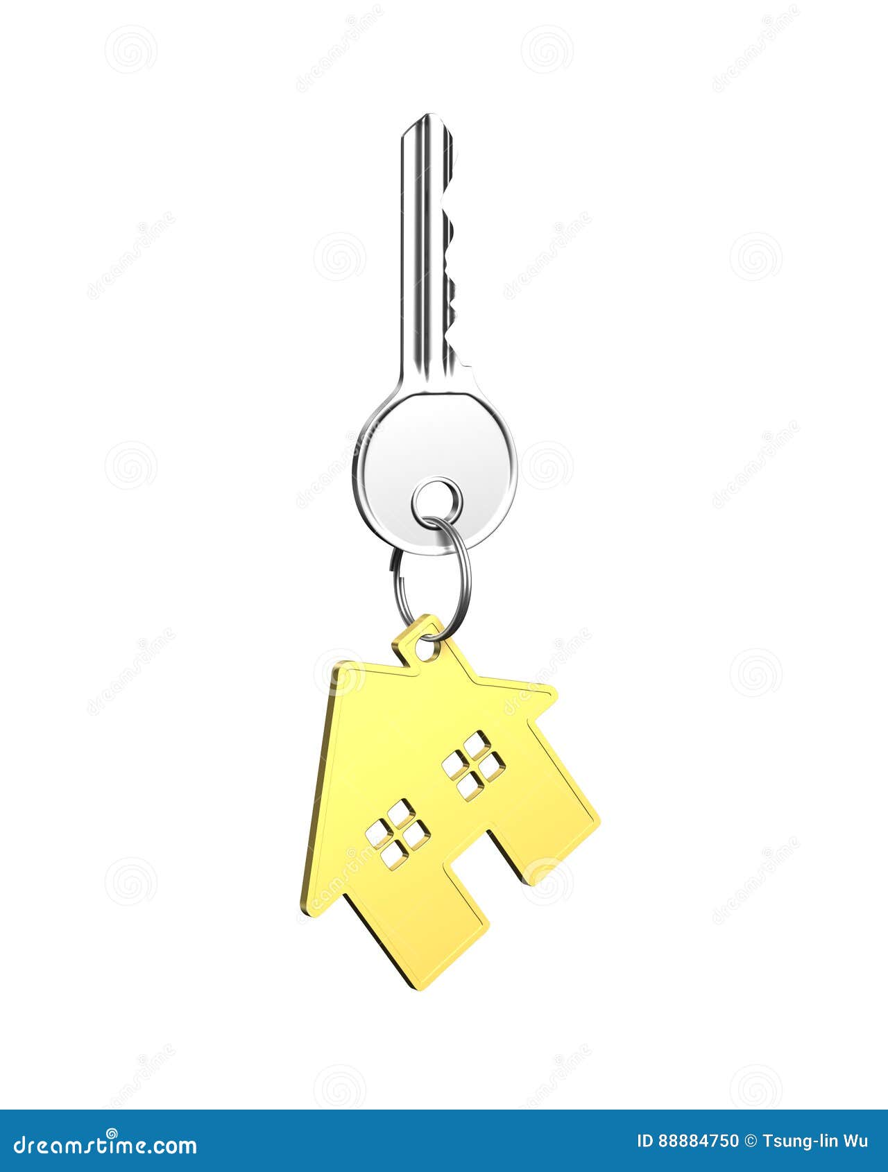 Silver Key with House Shape Key Ring Stock Illustration - Illustration ...