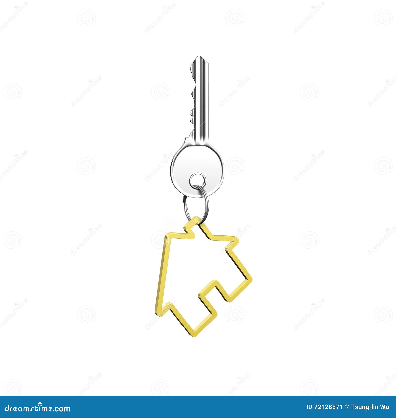 Silver Key with House Shape Key Ring Stock Illustration - Illustration ...
