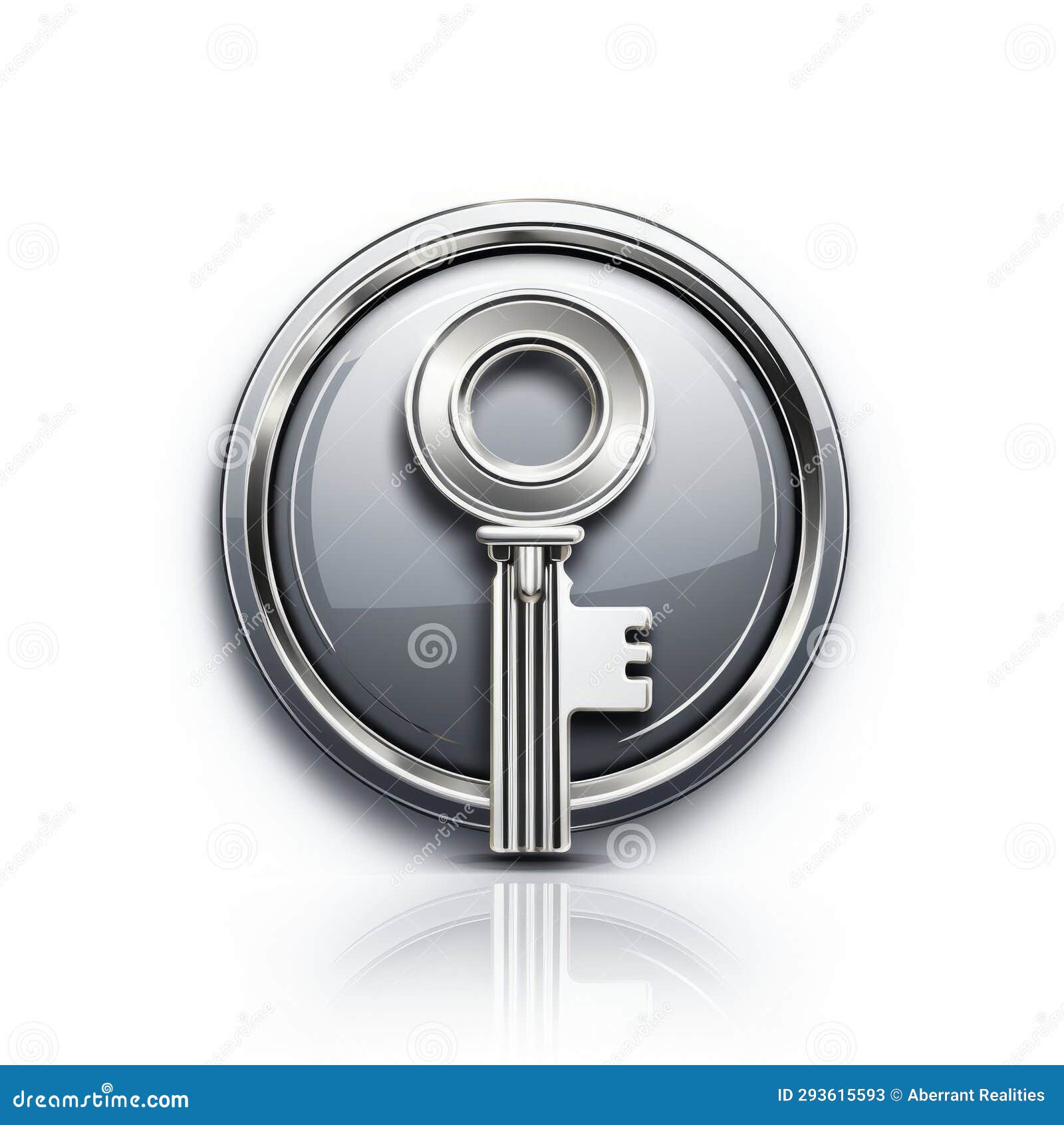 A Silver Key Icon on a White Background Stock Illustration ...