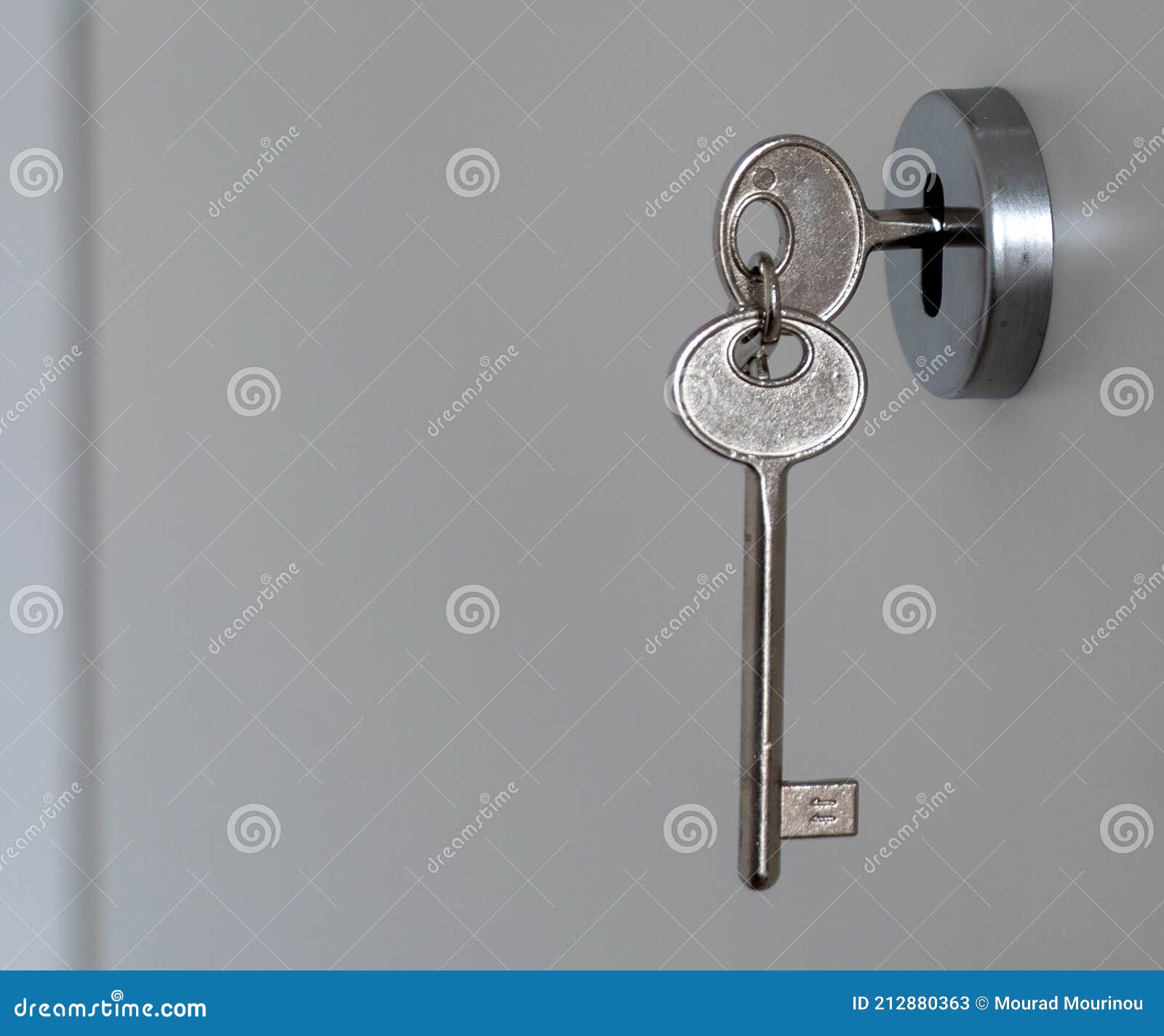 A Silver Key Inside the Door Lock. Stock Image - Image of isolated ...