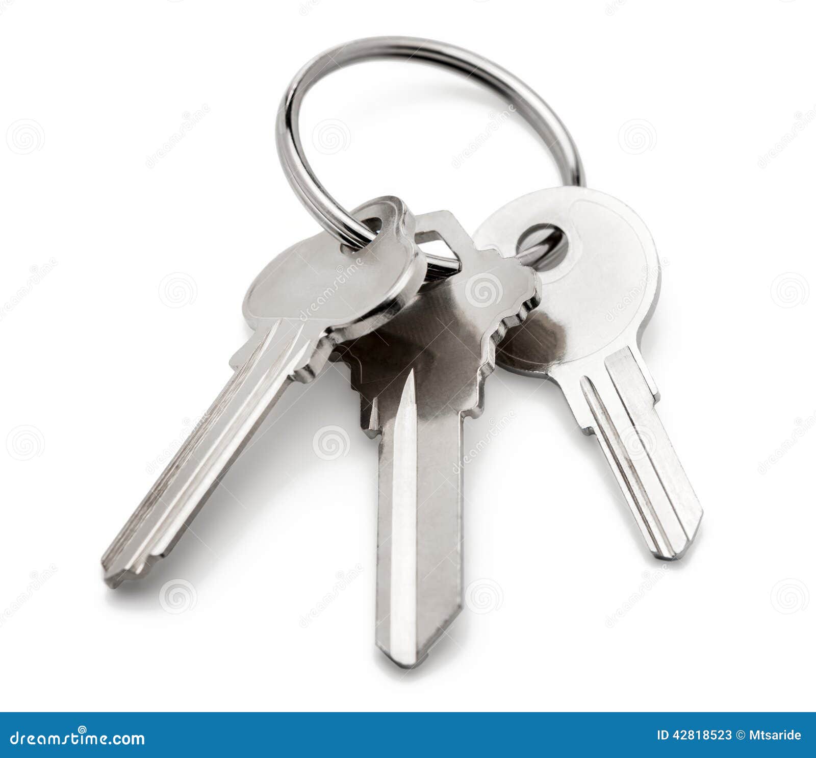Silver Key Ring on White stock image. Image of chain - 42818523