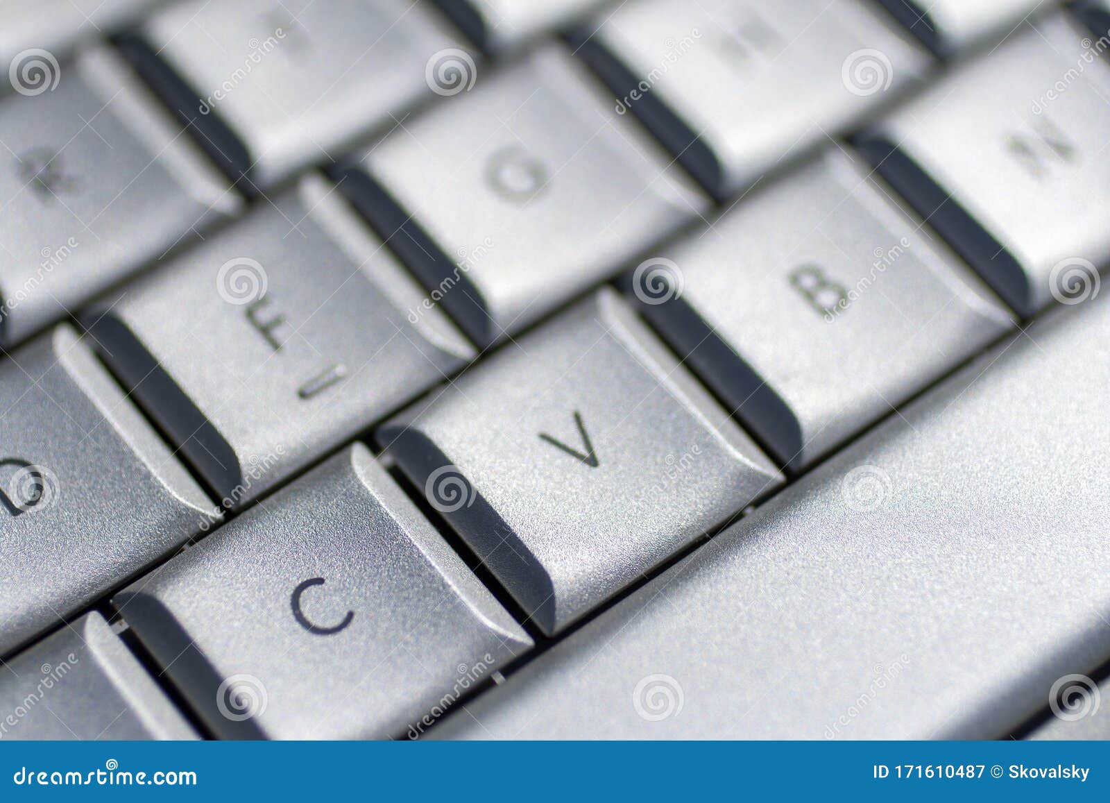 Silver Keyboard on an Old Laptop Stock Image - Image of numeral, single ...