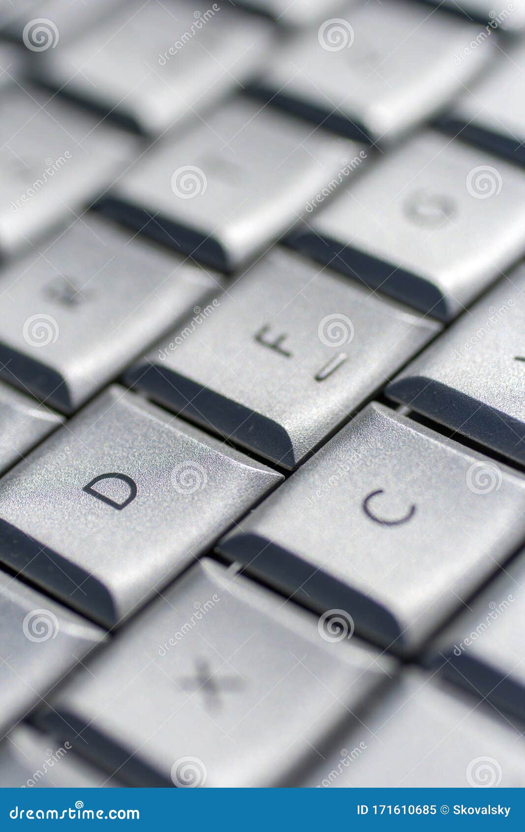 Silver Keyboard on an Old Laptop Stock Image - Image of mobility ...