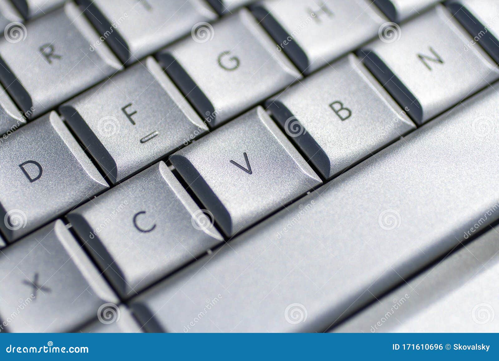 Silver Keyboard on an Old Laptop Stock Photo - Image of device ...