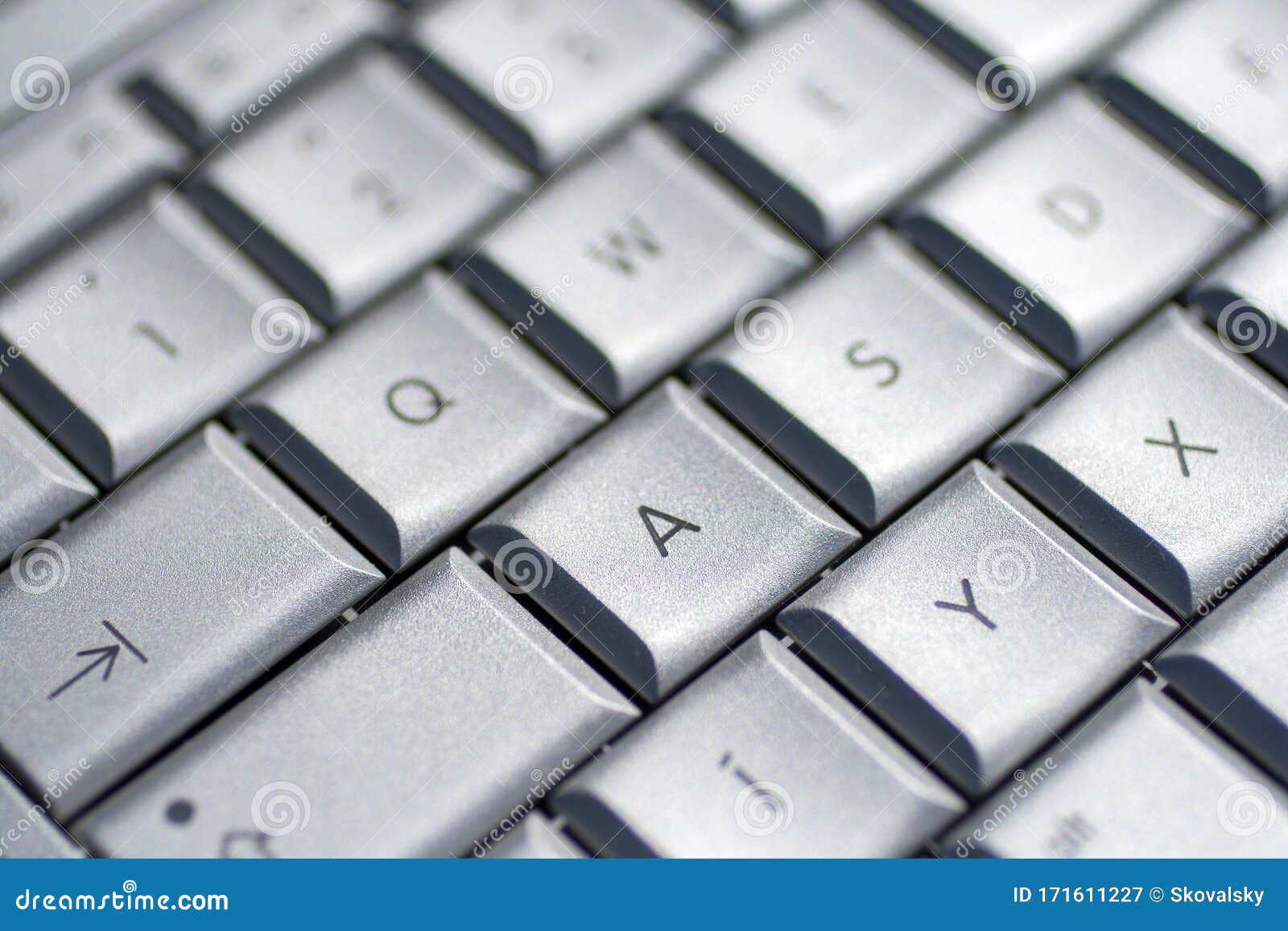 Silver Keyboard on an Old Laptop Stock Image - Image of device, laptop ...