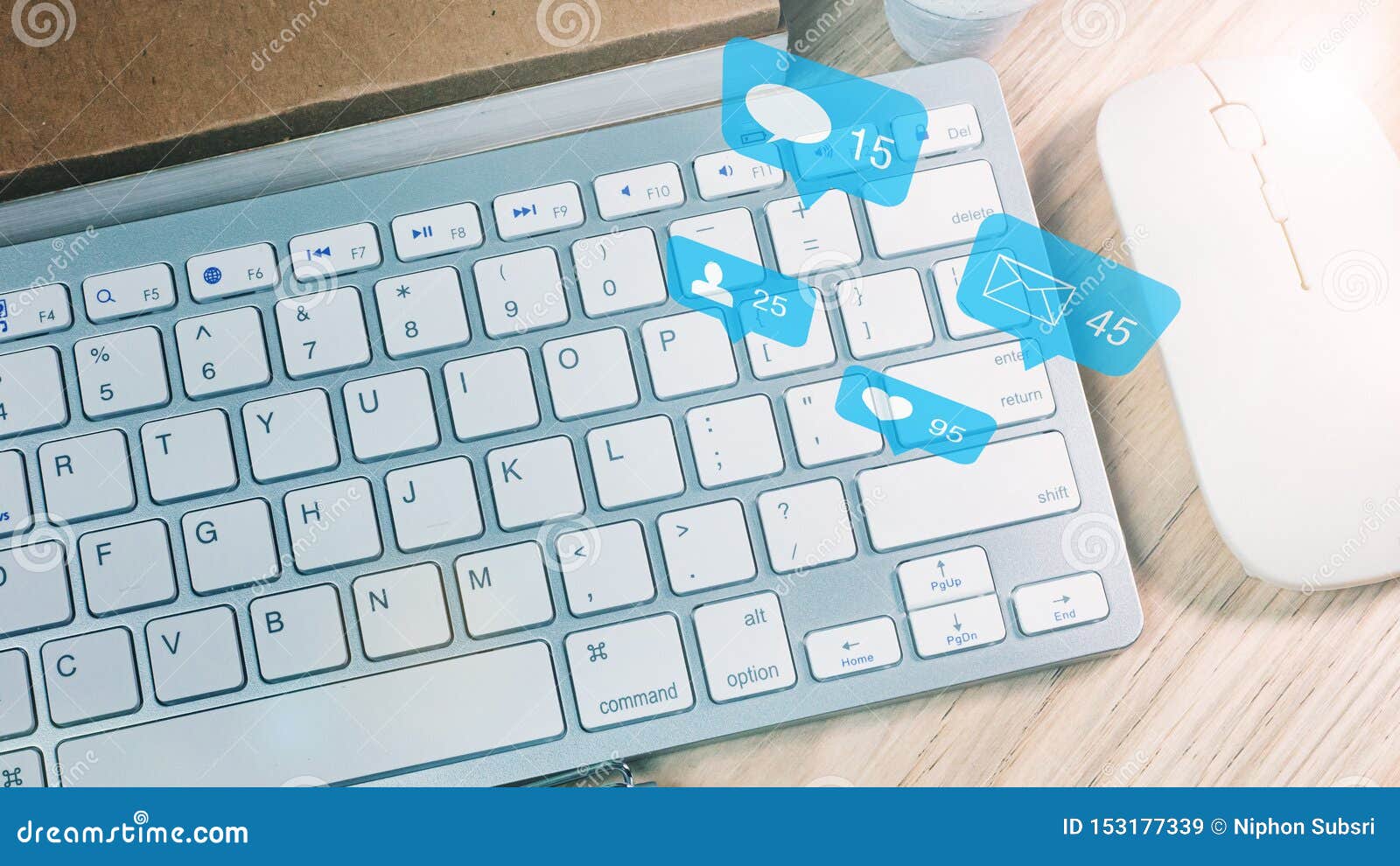 Silver Keyboard and Social Media Symbol for Technology Content Stock ...