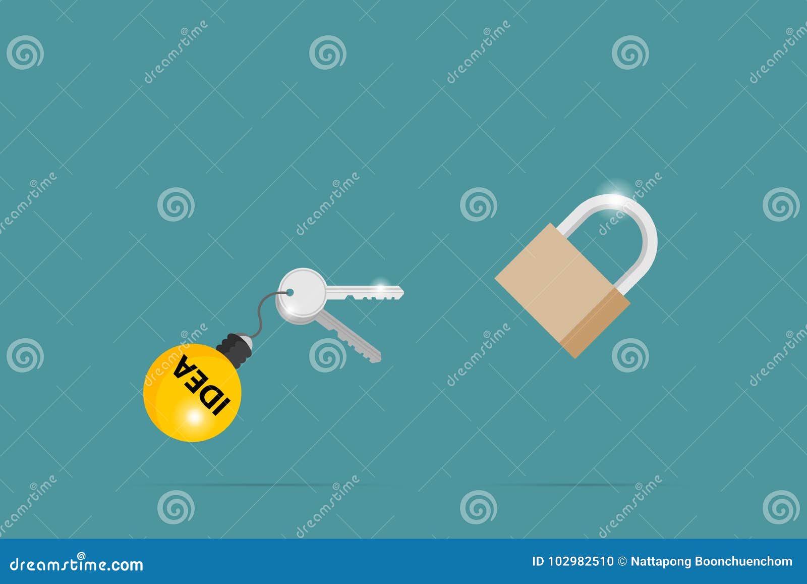 Silver Keys with Lightbulb and Lock, Idea Concept Stock Vector ...