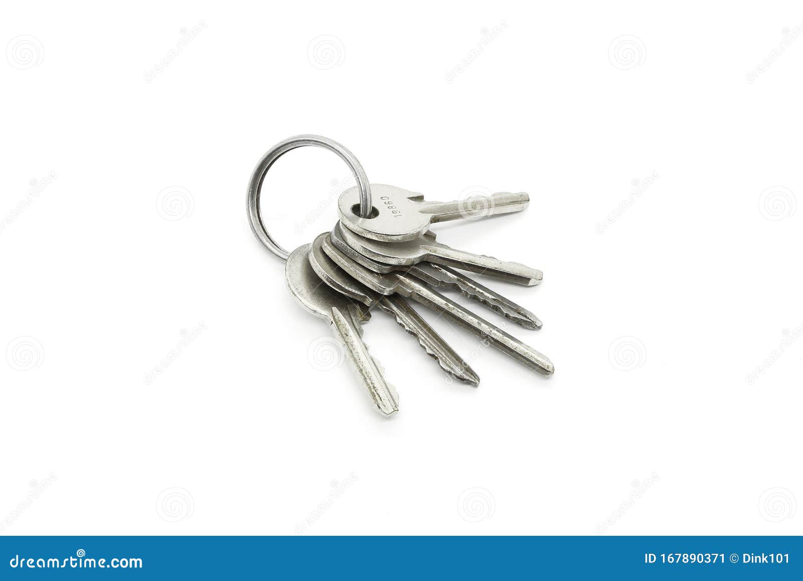 Silver Keys on the Ring on White Background Stock Image - Image of ...