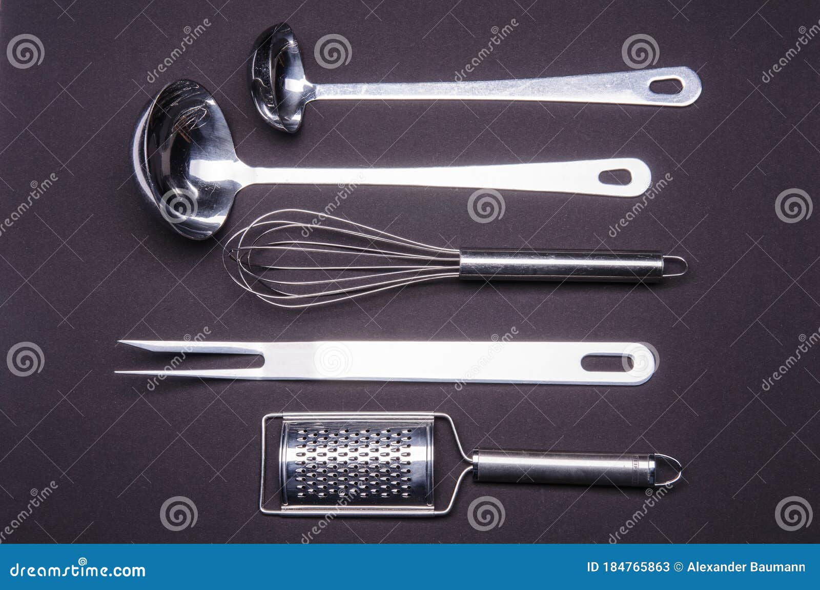 Silver kitchen utensils stock image. Image of culinary - 184765863