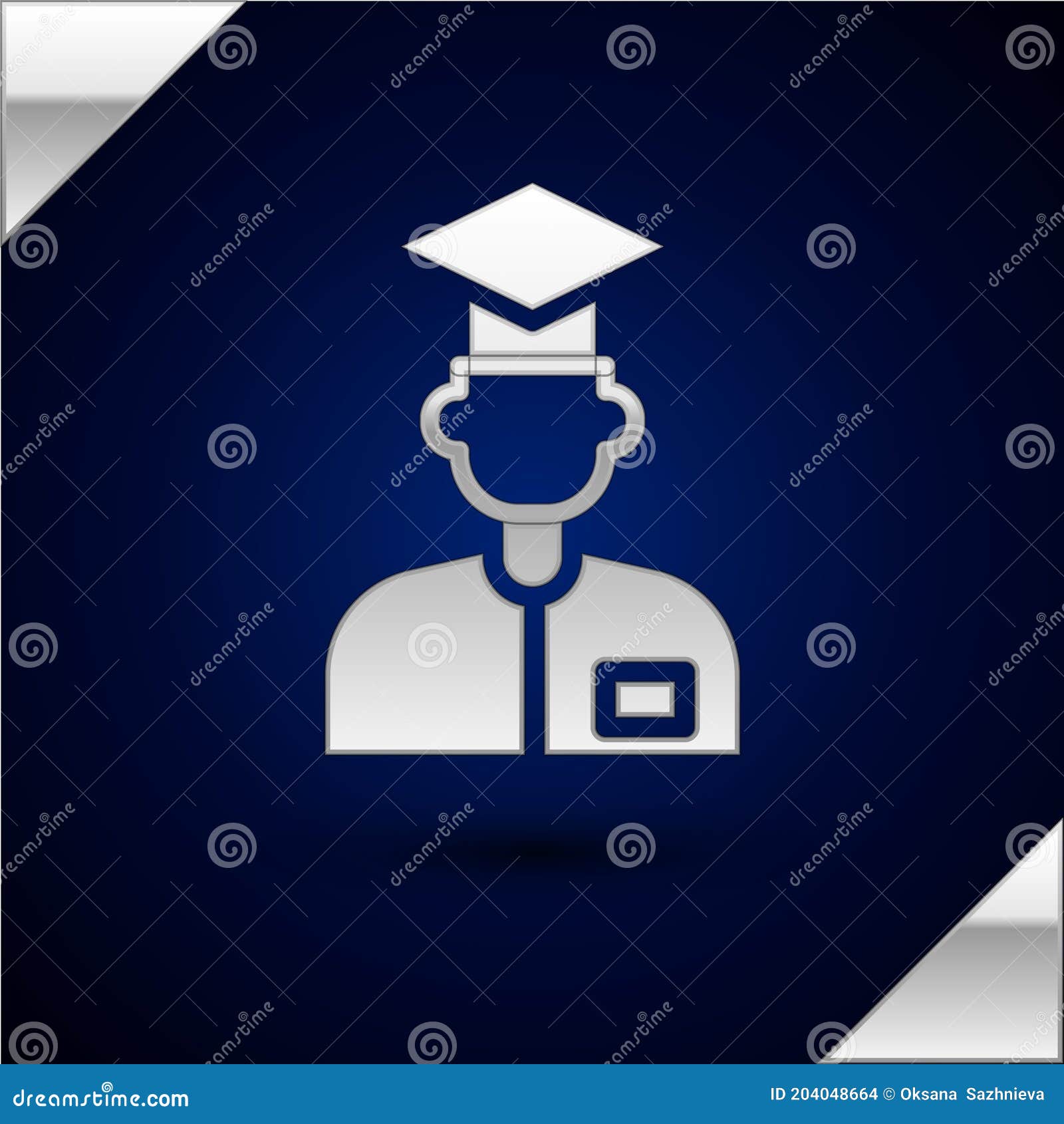 Silver Laboratory Assistant Icon Isolated on Dark Blue Background ...