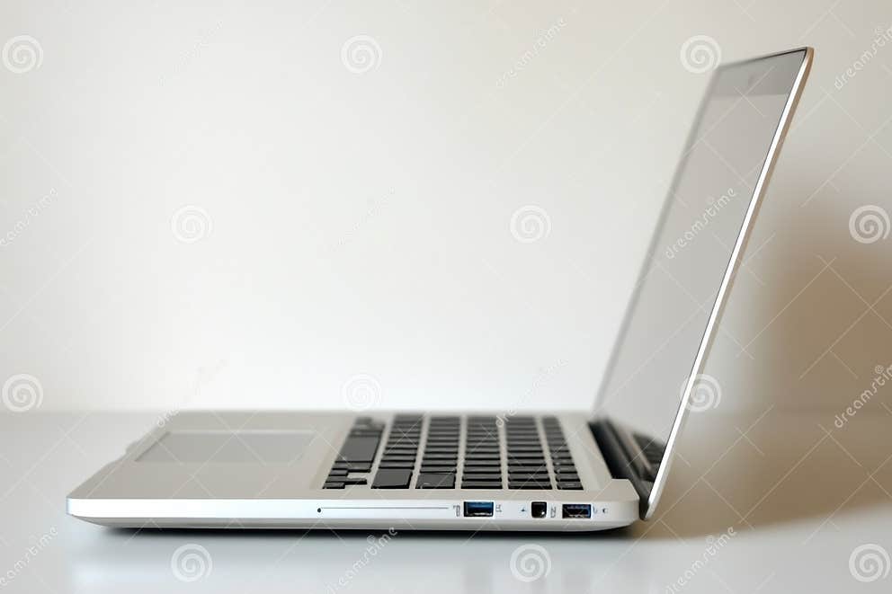 Silver Laptop with Closed Screen on White Surface Stock Illustration ...