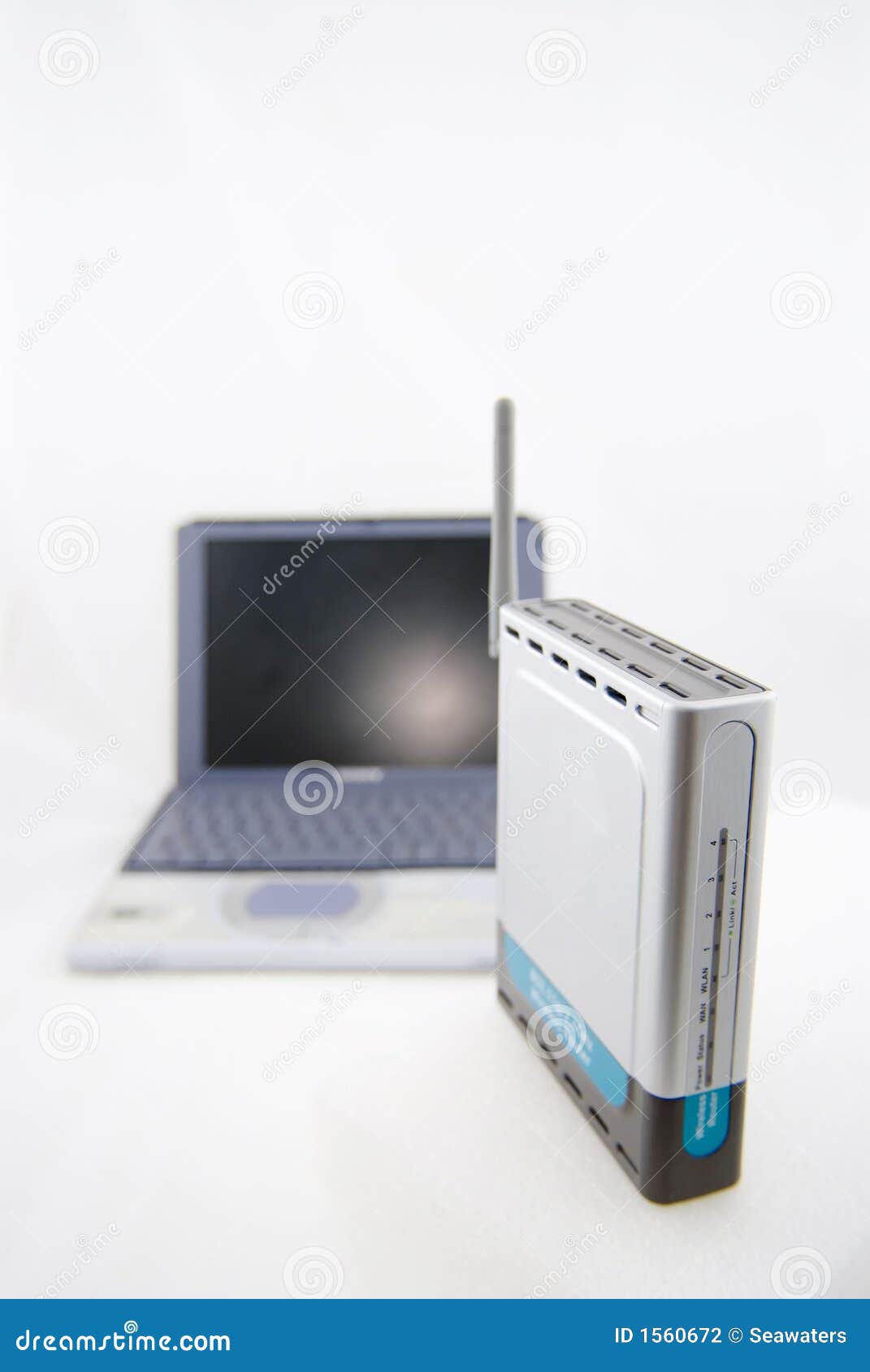 Silver Laptop and Wireless Router Stock Photo - Image of wifi, tool ...