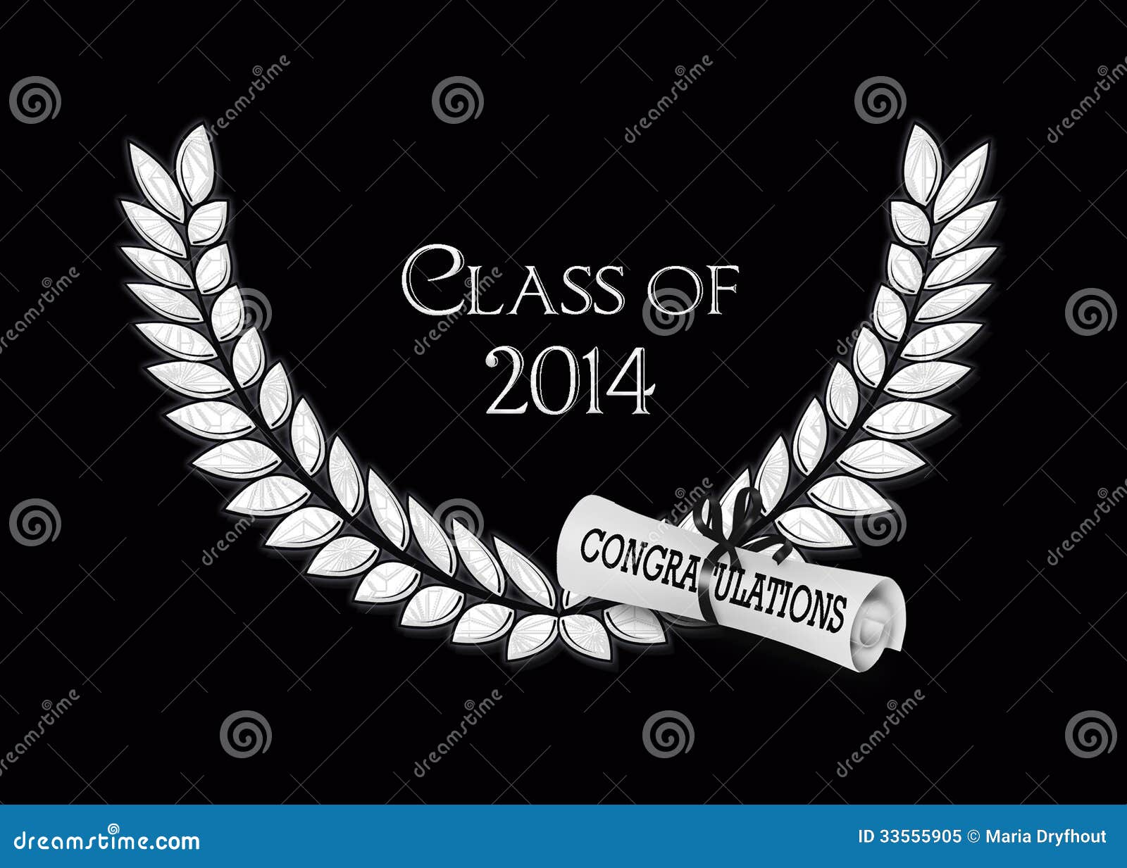 Silver Laurel for 2014 Graduation Stock Illustration - Illustration of ...