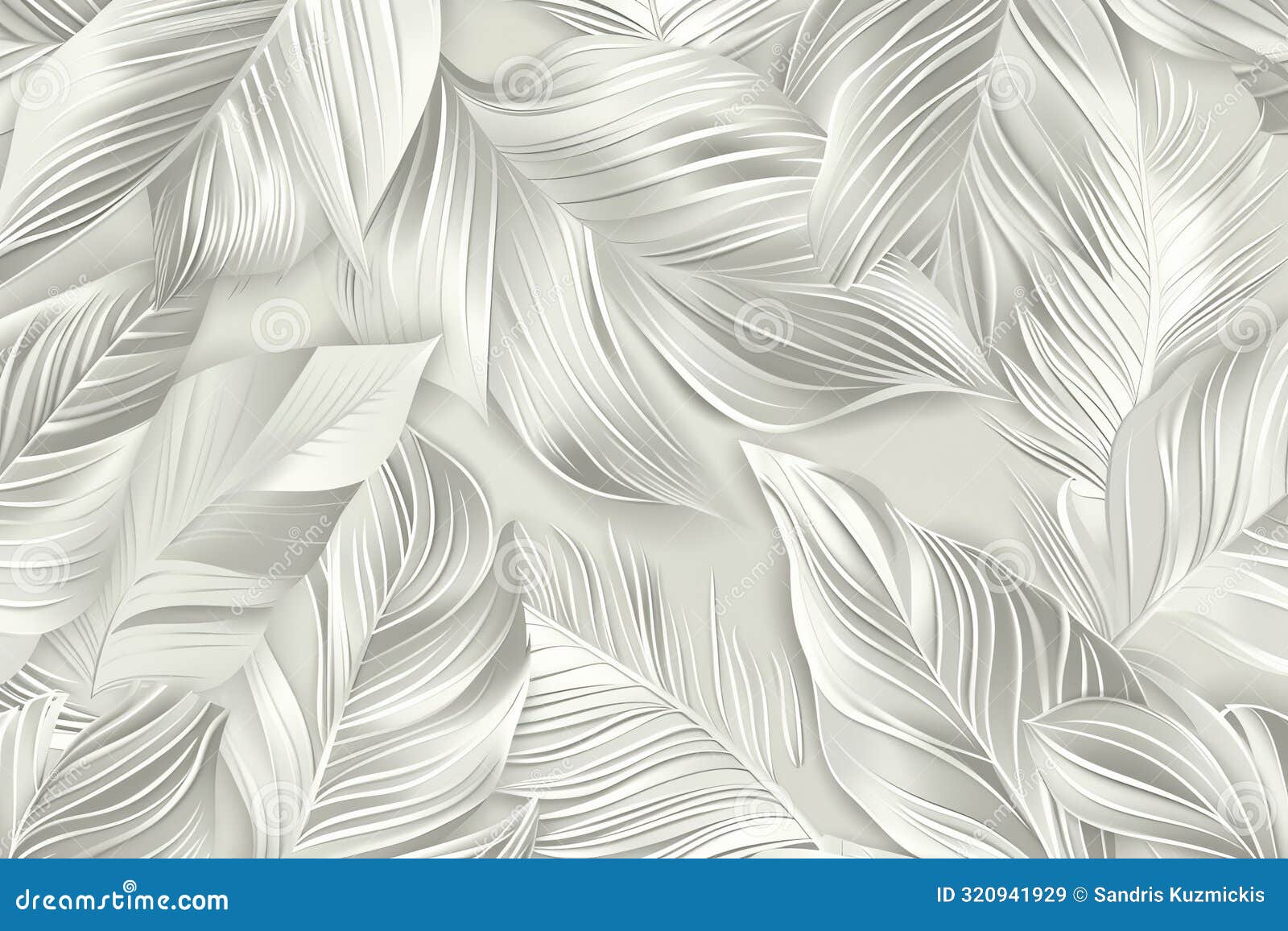 Silver Leaves Art Deco Pattern. Generative AI Stock Illustration ...