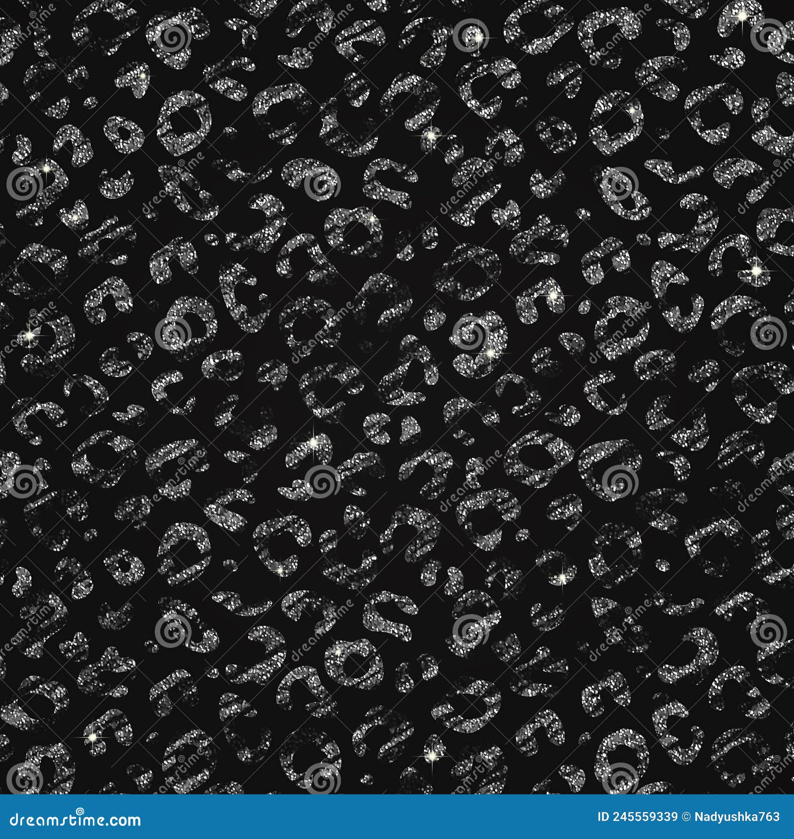 Silver Leopard Print, Dark Texture, Background. Stock Illustration ...