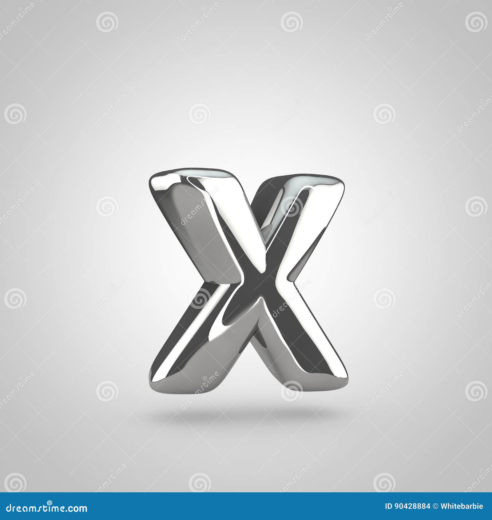 Silver Letter X Lowercase Isolated on White Background Stock ...