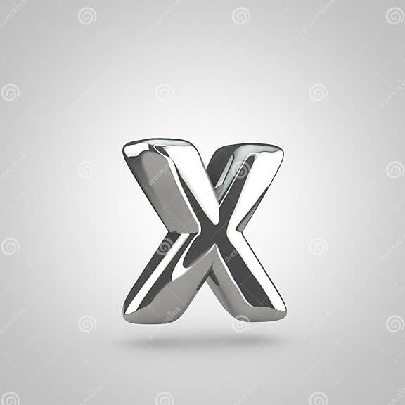 Silver Letter X Lowercase Isolated on White Background Stock ...