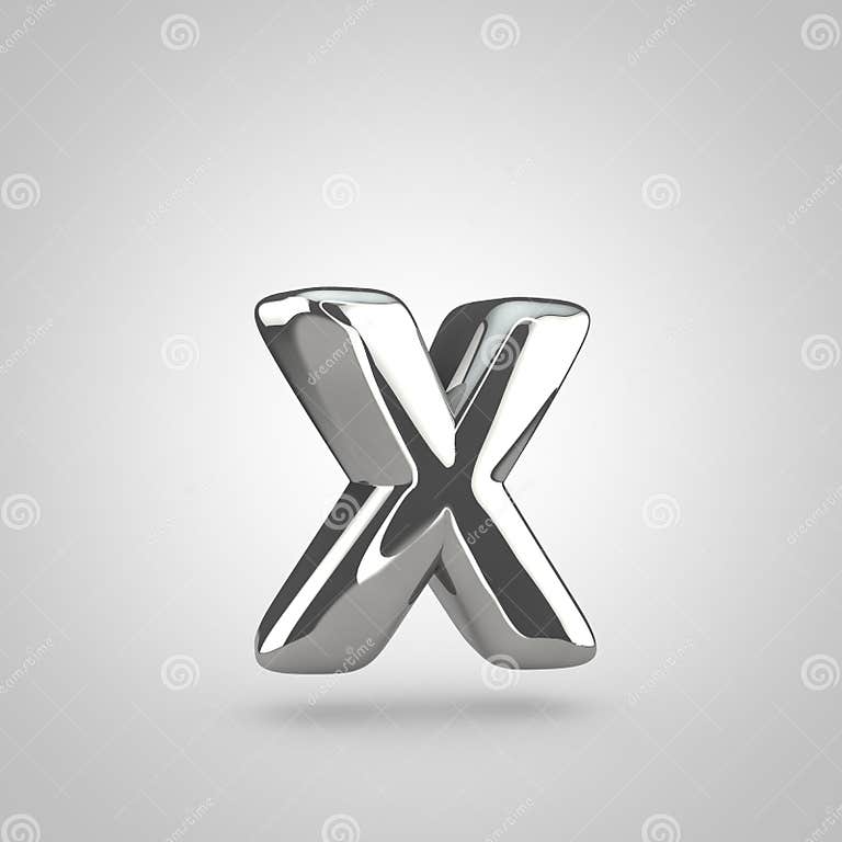 Silver Letter X Lowercase Isolated on White Background Stock ...