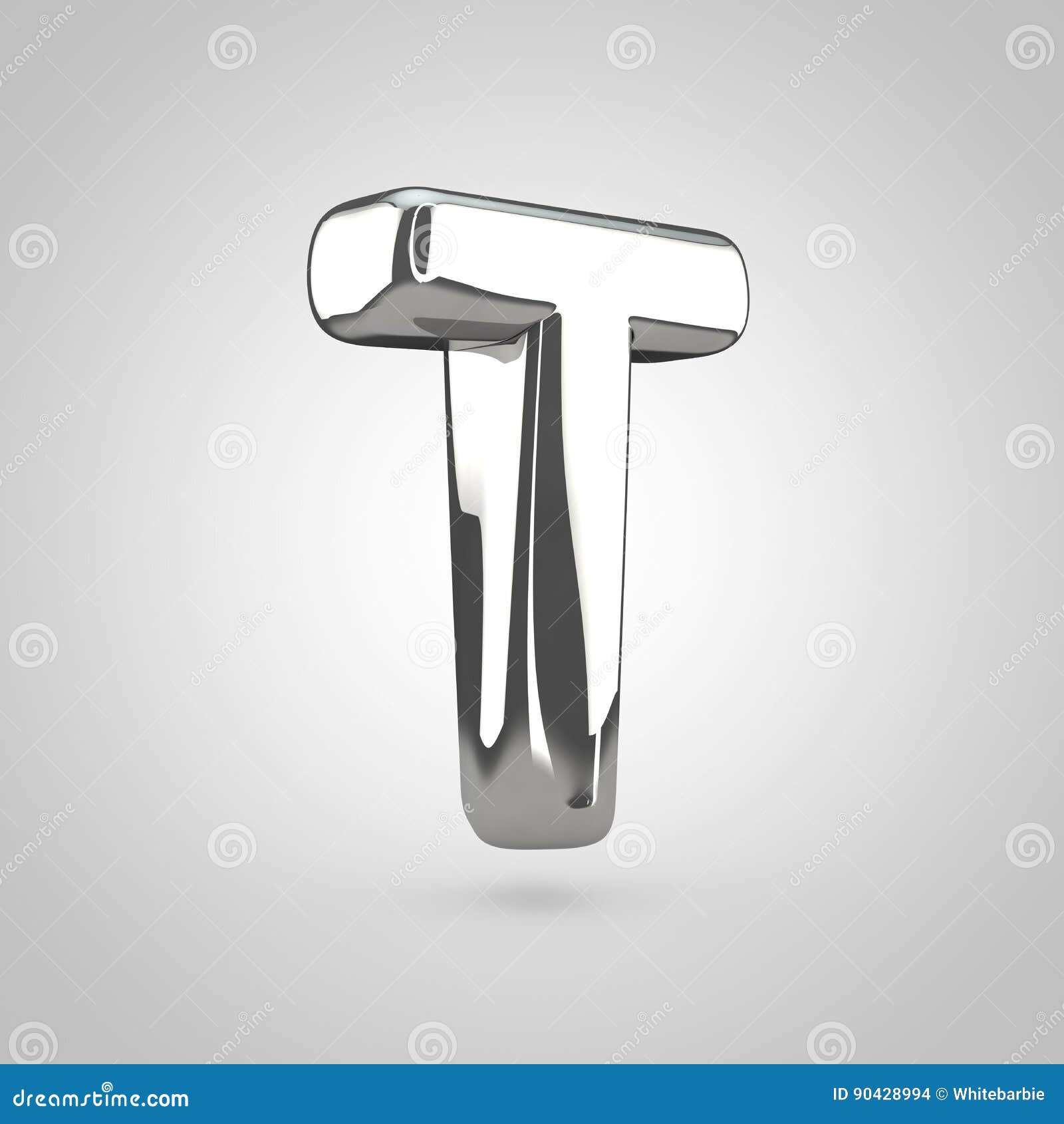Silver Letter T Uppercase on White Background Stock Illustration ...