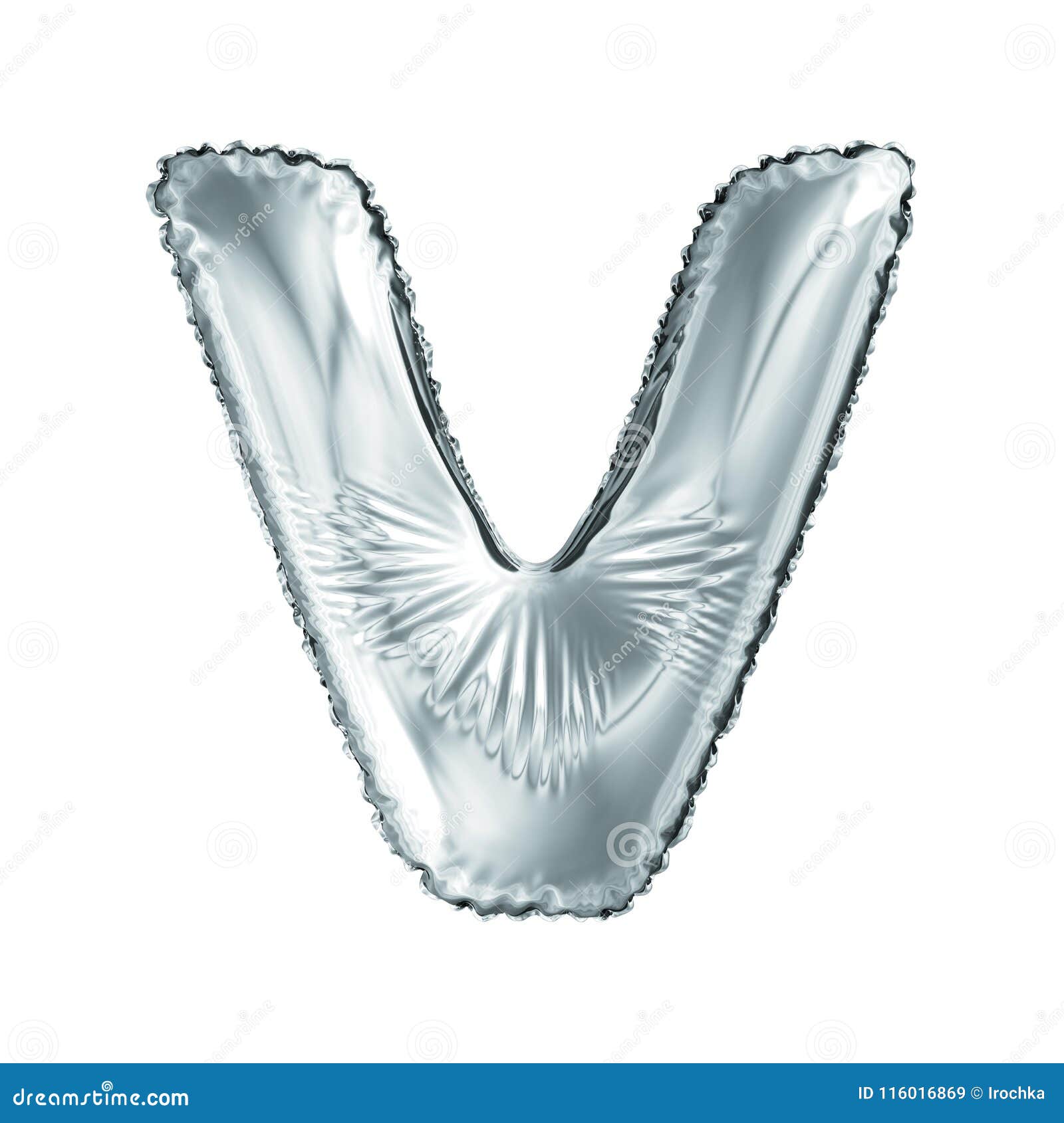 Silver Letter V Made of Inflatable Balloon Isolated on White Background ...