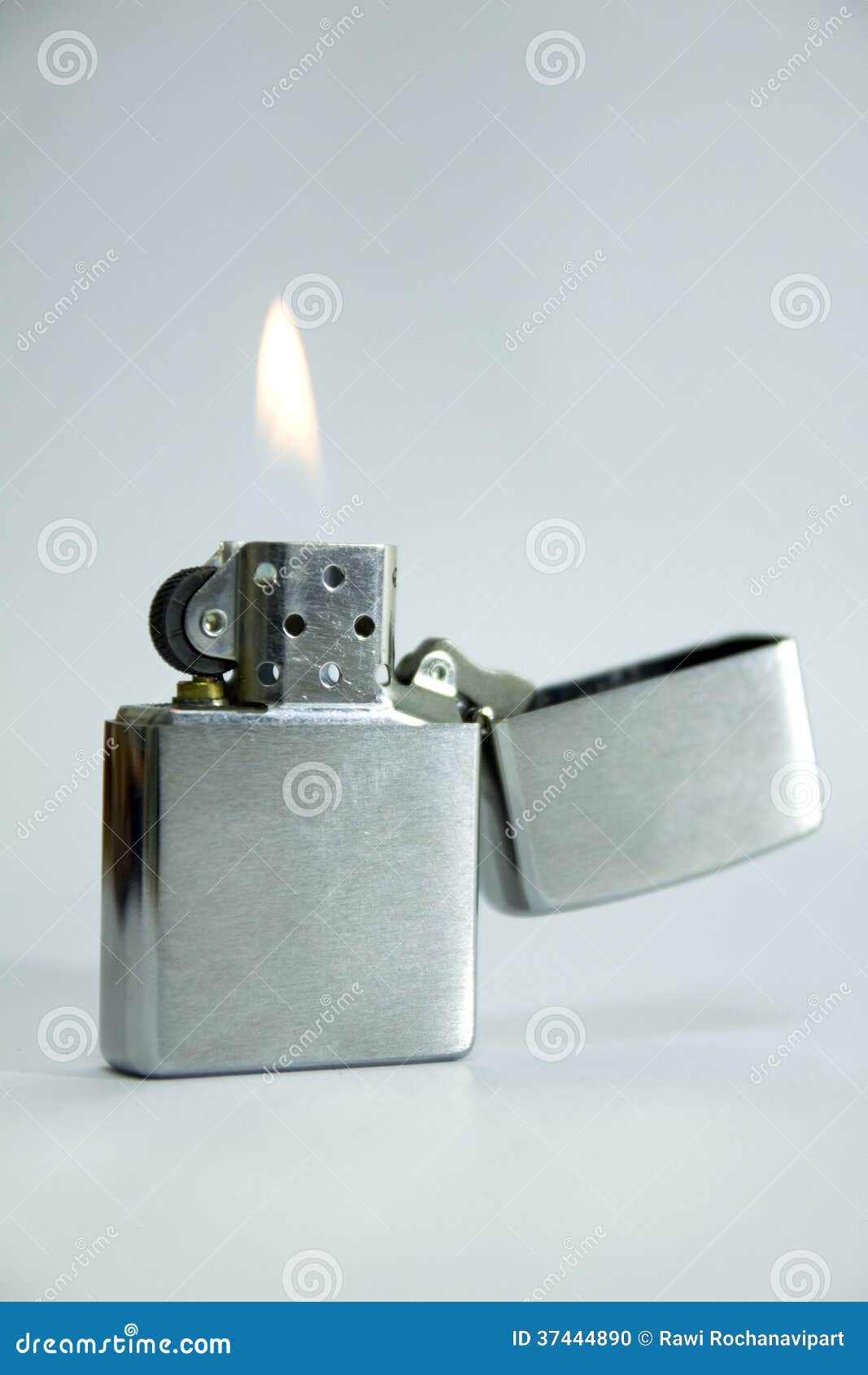 Silver lighter with flame. stock photo. Image of zippo - 37444890