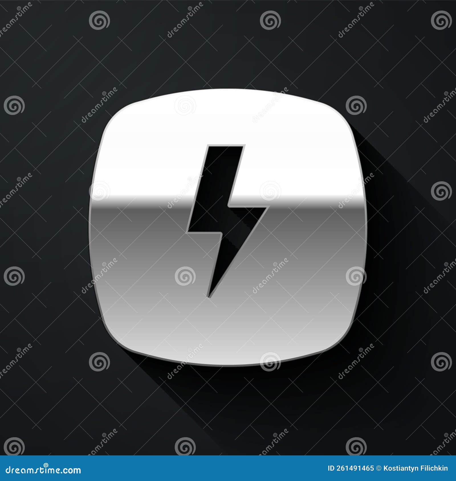 Silver Lightning Bolt Icon Isolated on Black Background. Flash Sign ...