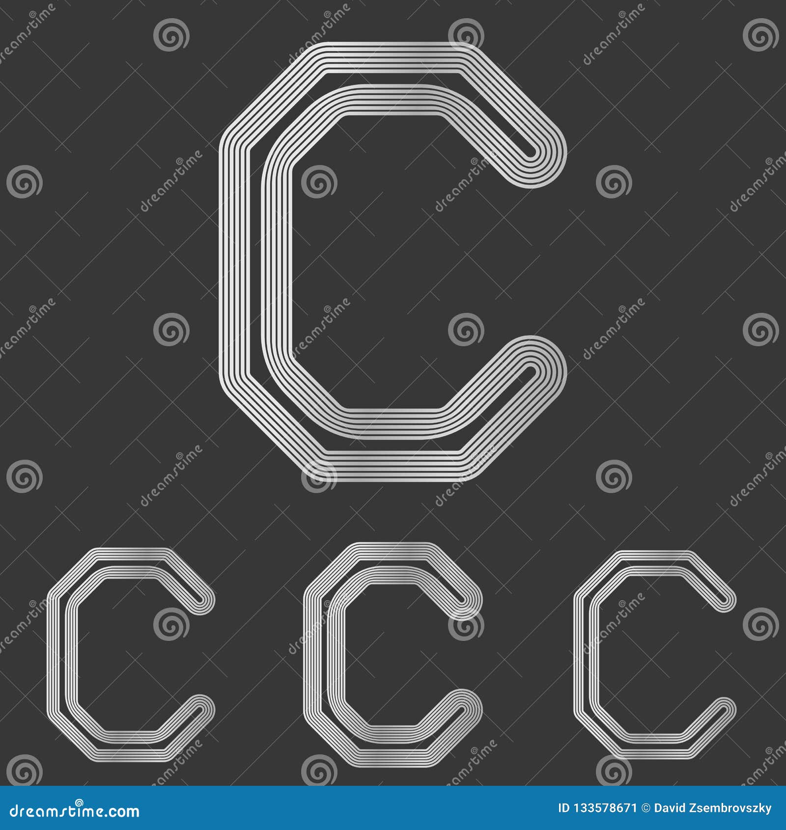 Silver Line C Logo Design Set Stock Vector - Illustration of collection ...