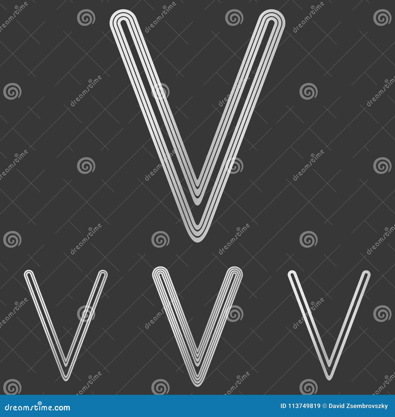 Silver Line V Logo Design Set Stock Vector - Illustration of identity ...