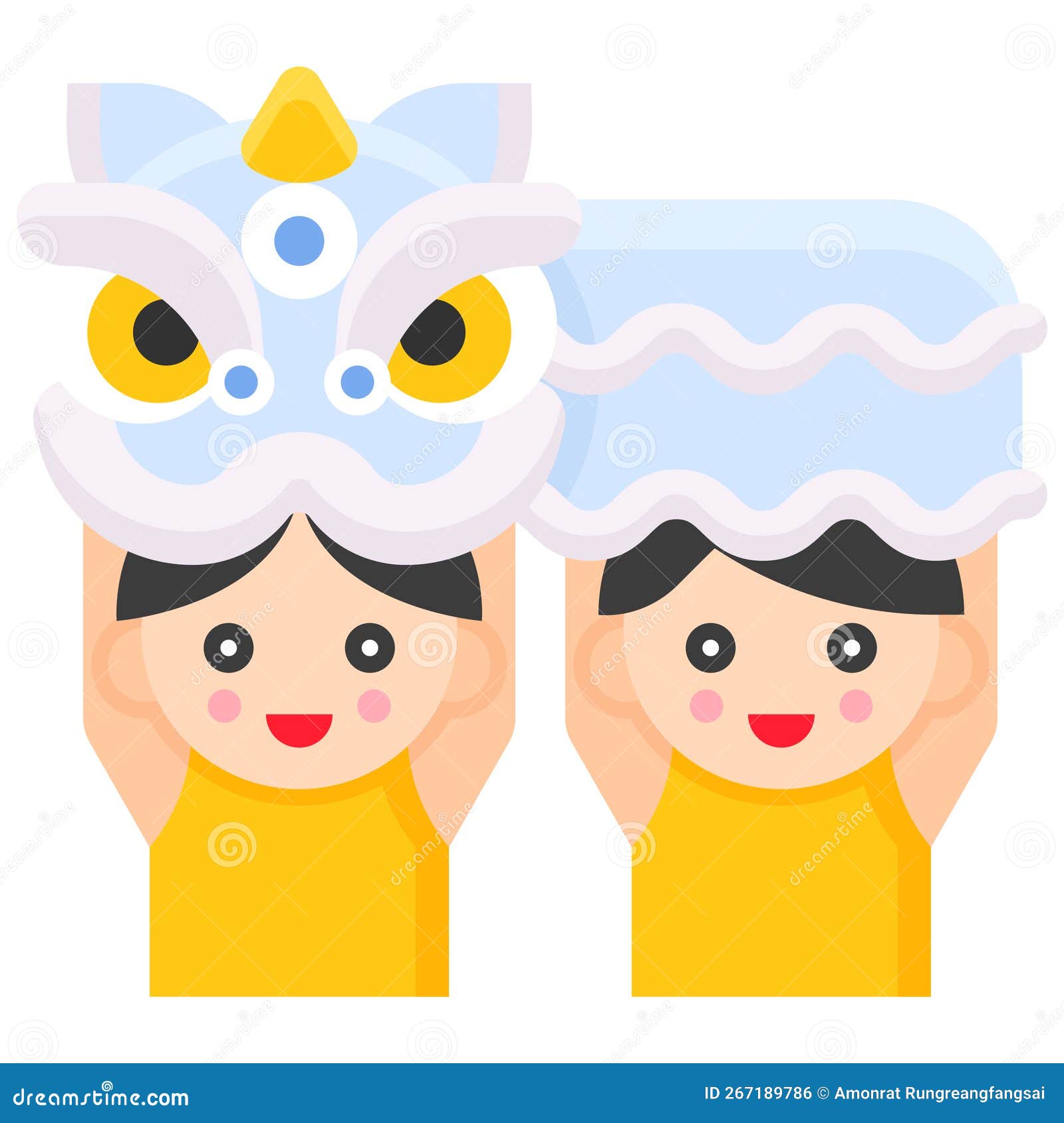 Silver Lion Dance with Dancers Icon, Lion Dance Related Vector Stock ...