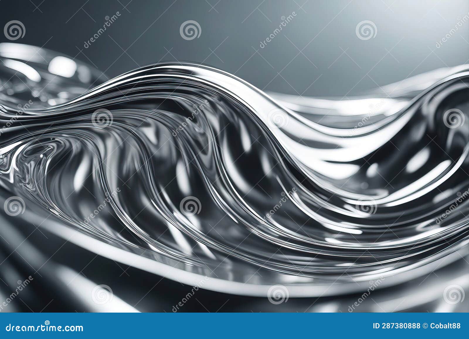 Silver Liquid Chrome Background, Shiny Metal Waves Stock Illustration ...