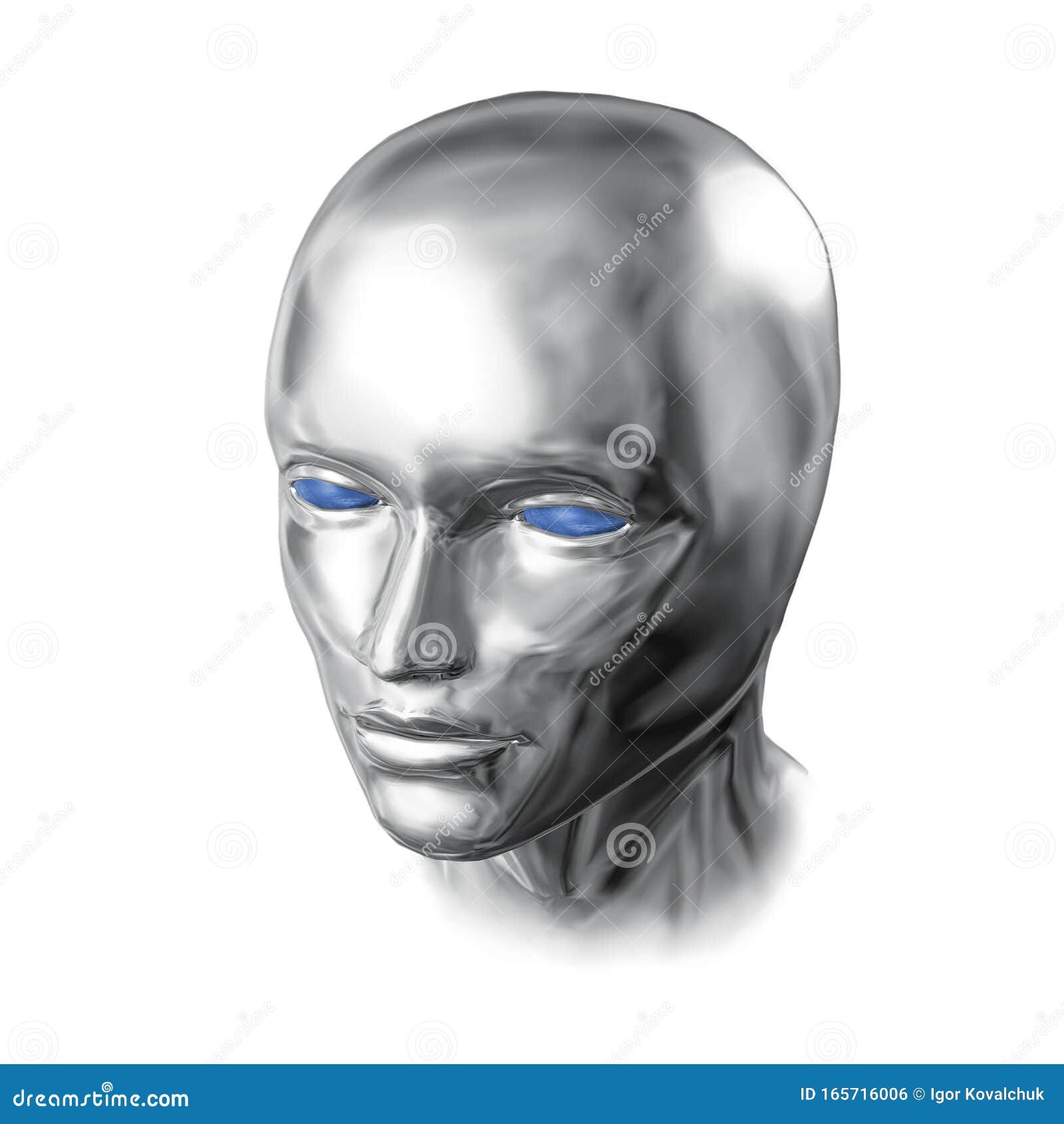 Silver liquid face stock illustration. Illustration of head - 165716006