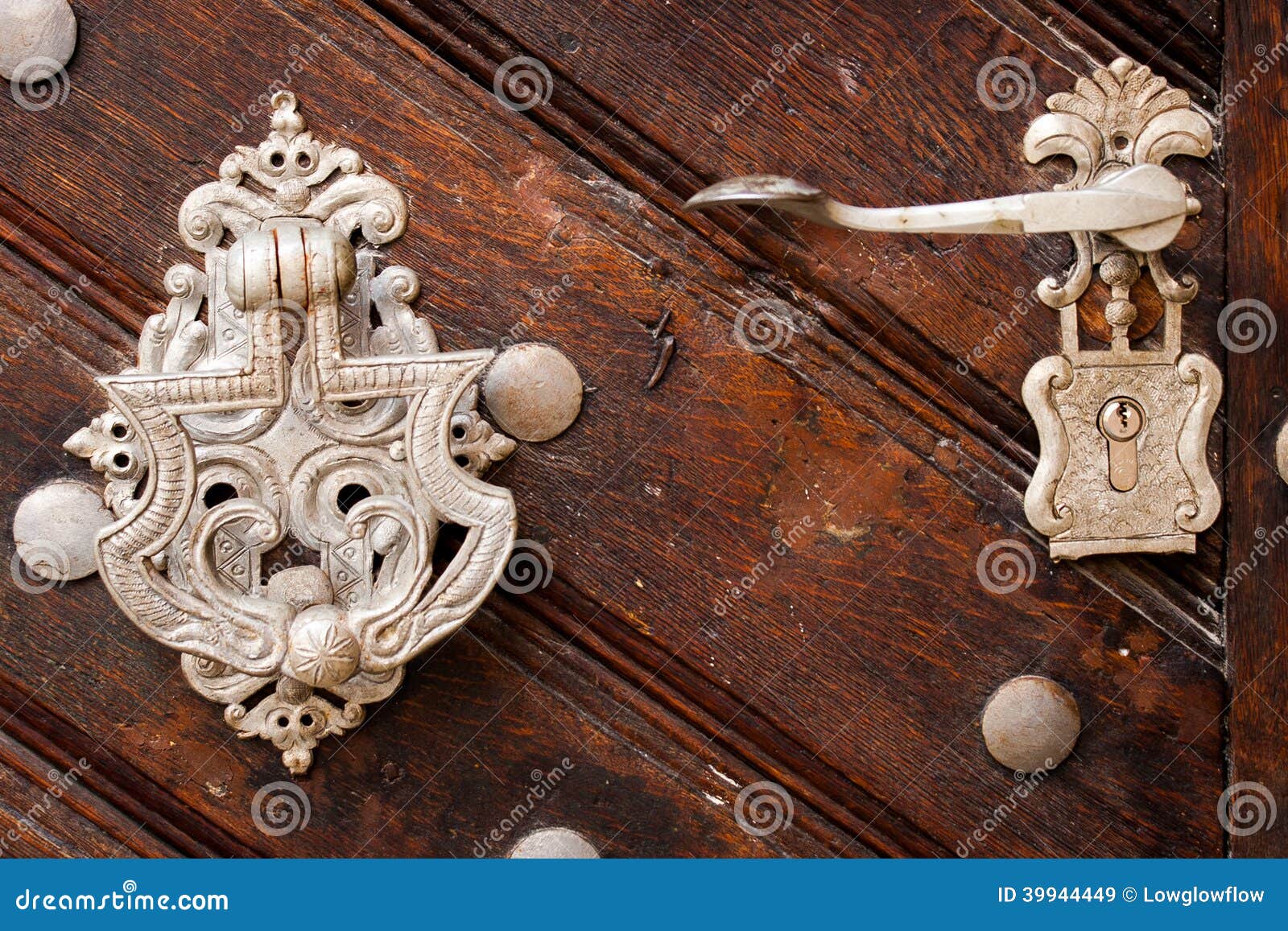 Silver lock on a door stock image. Image of lock, knocker - 39944449