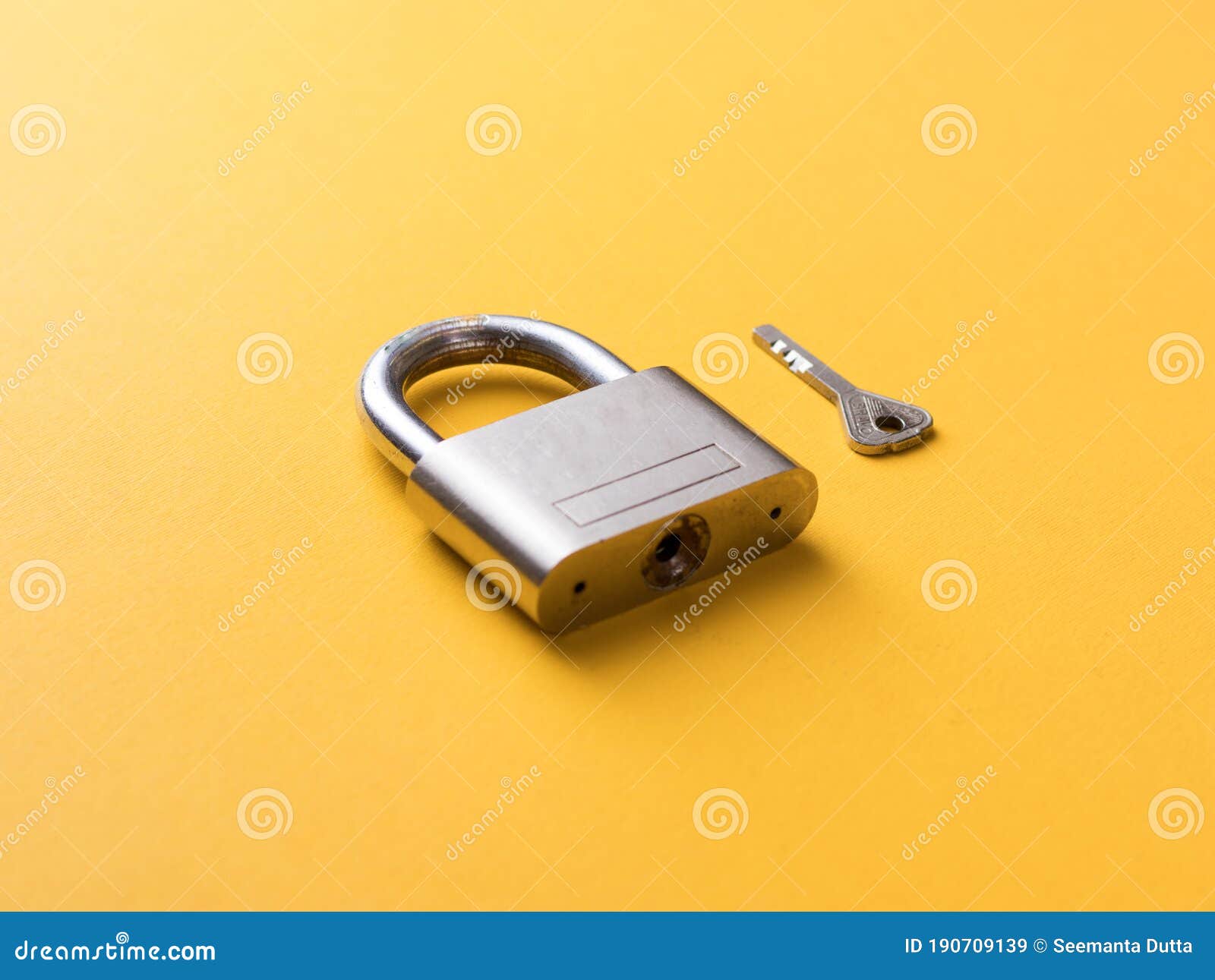 Silver Lock with Key Stock Image. Stock Image - Image of unsecured ...