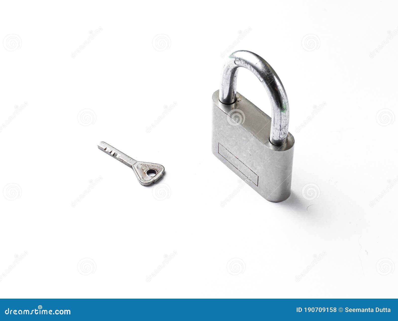 Silver Lock with Key Stock Image. Stock Photo - Image of secured ...