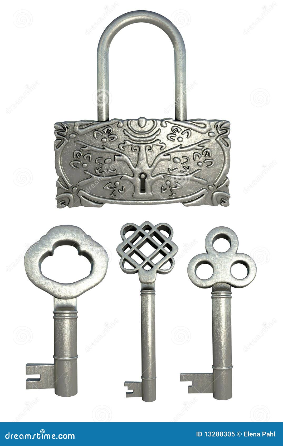 Silver lock and keys stock illustration. Illustration of lock - 13288305
