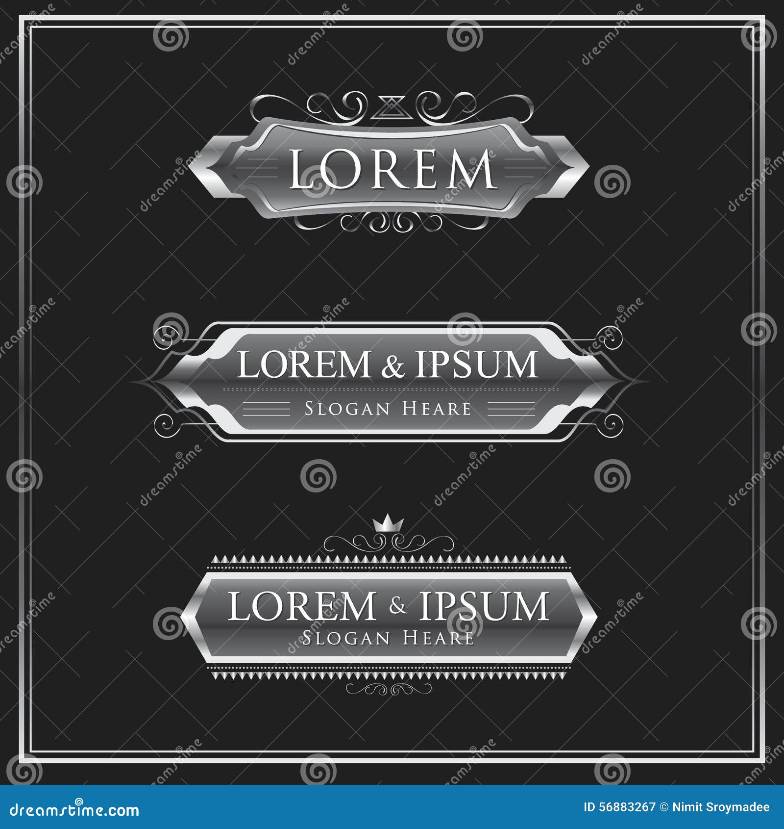 Silver Logos Calligraphic Vector Design Stock Vector - Illustration of ...