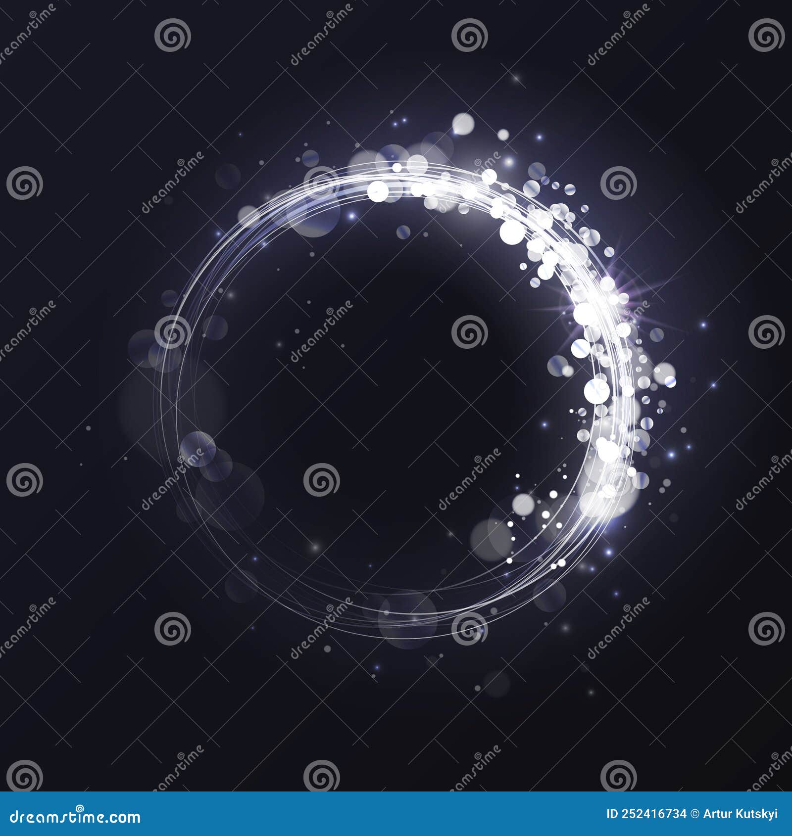 Silver Luminous Spark Ring, Light Frame Effect, Glowing Swirl Lines ...