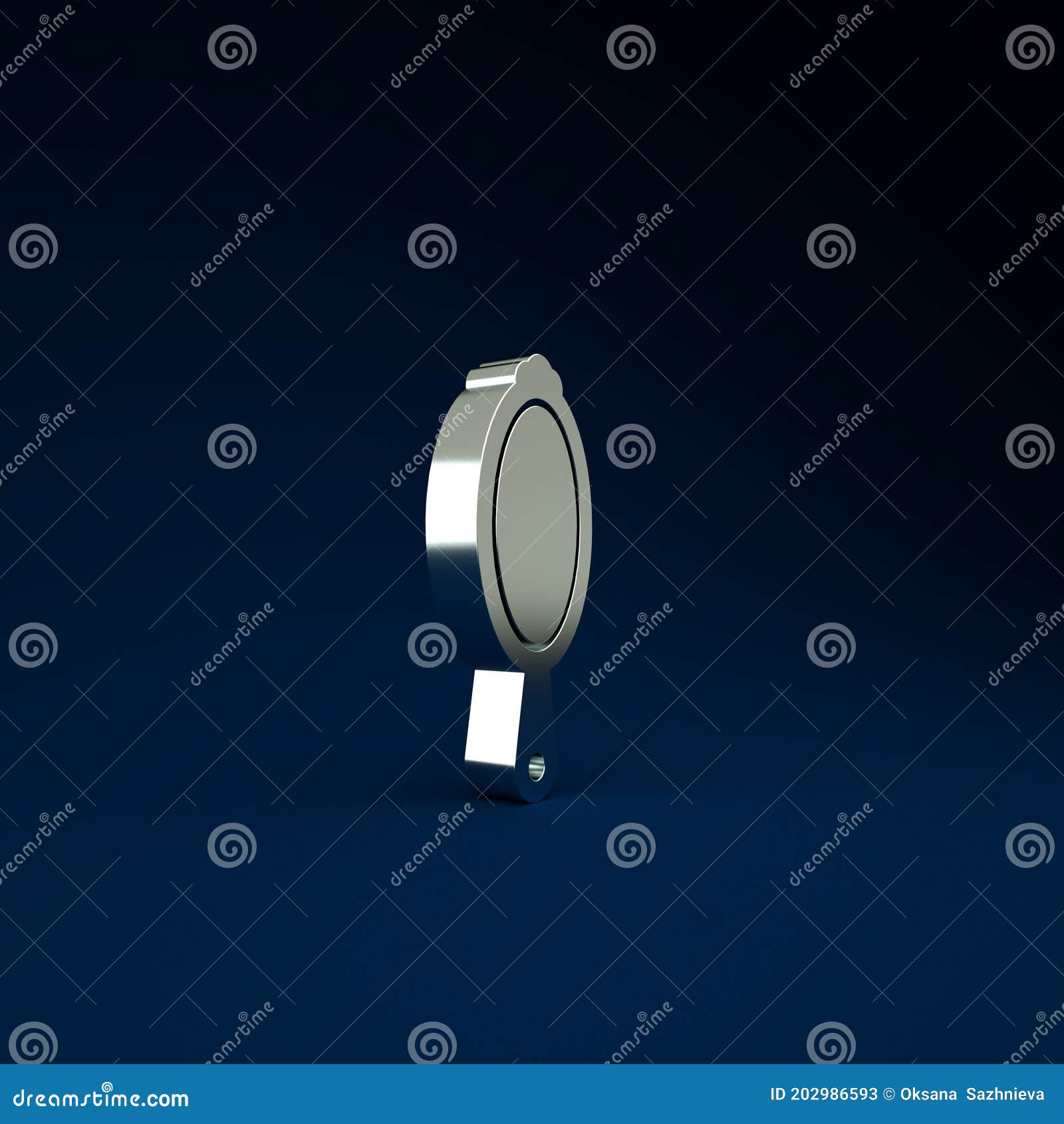 Silver Magic Hand Mirror Icon Isolated on Blue Background. Minimalism ...