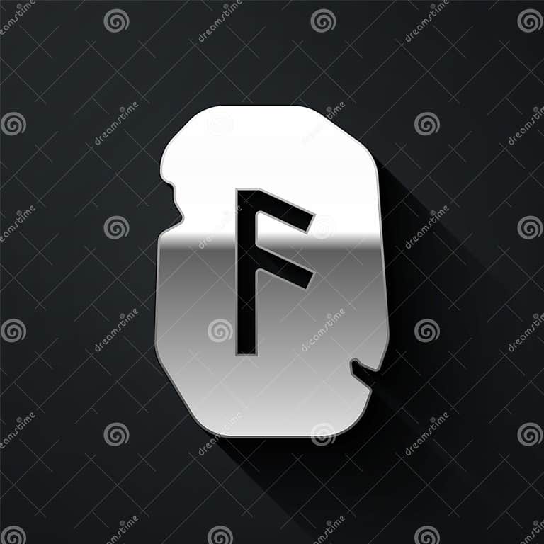 Silver Magic Rune Icon Isolated on Black Background. Rune Stone. Long ...