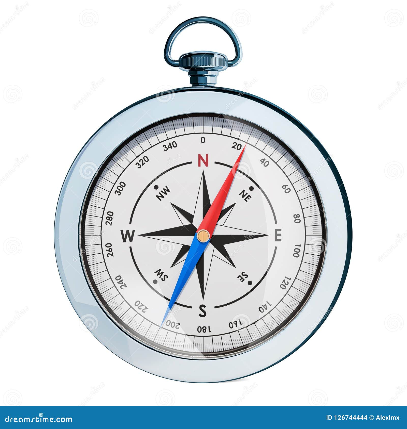 Silver Magnetic Compass, 3d Rendering Stock Illustration - Illustration ...