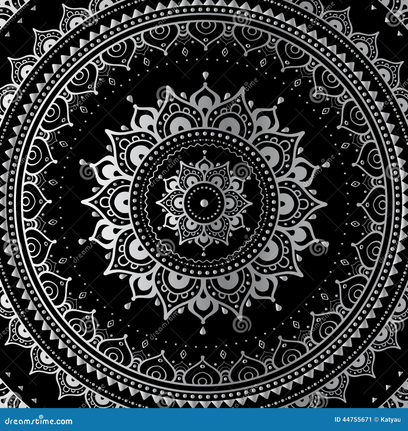 Silver mandala stock vector. Illustration of abstract - 44755671