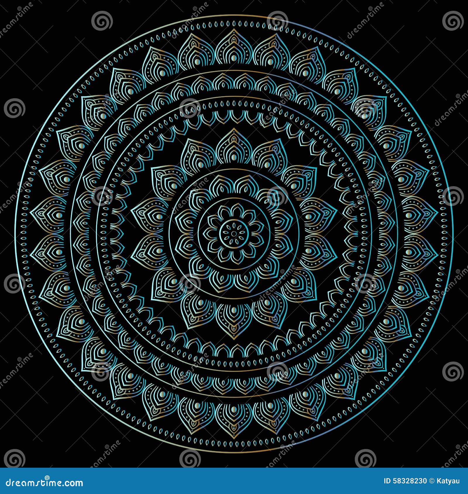 Silver mandala stock vector. Illustration of ramadan - 58328230