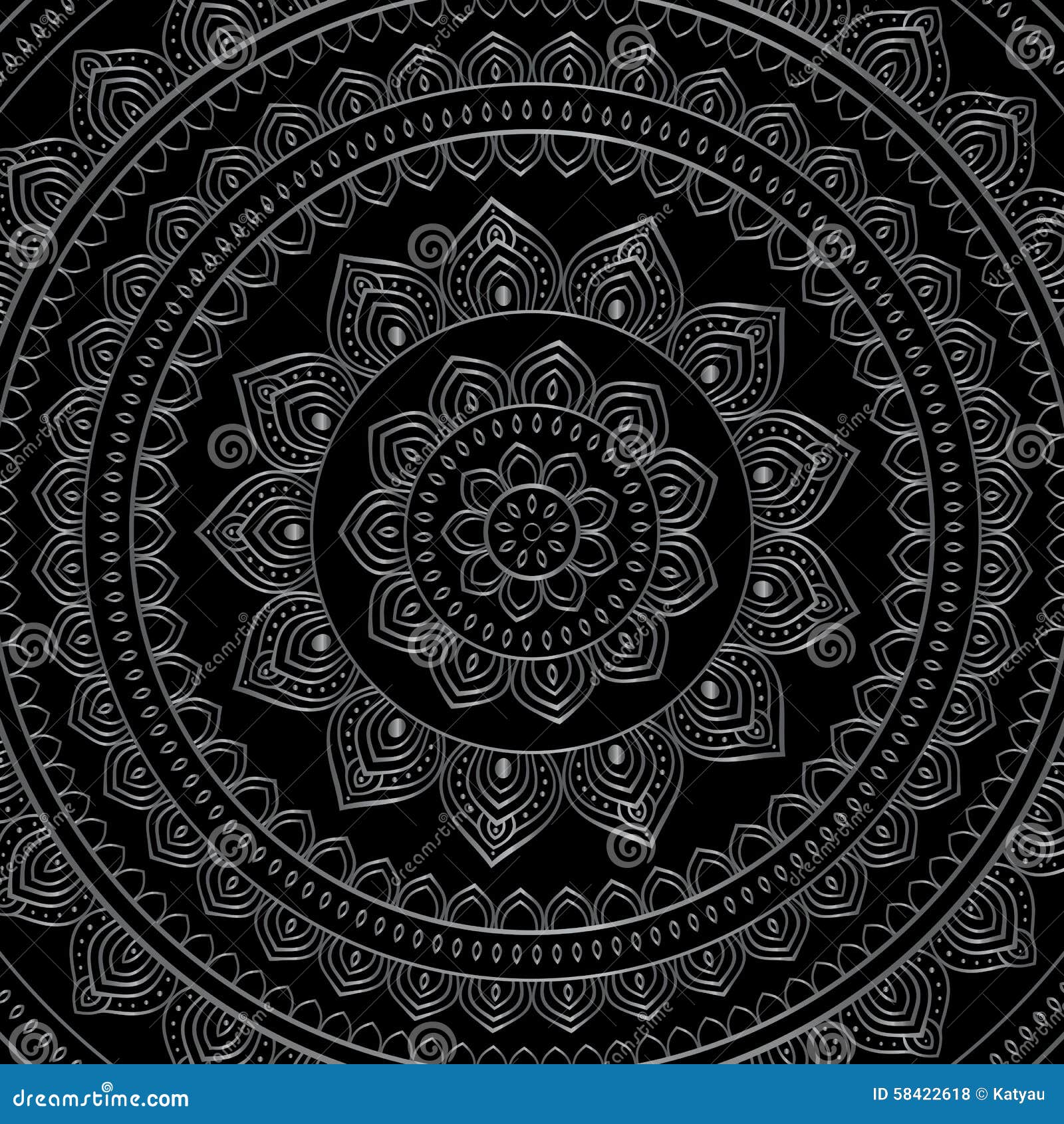 Silver mandala stock vector. Illustration of ornamental - 58422618