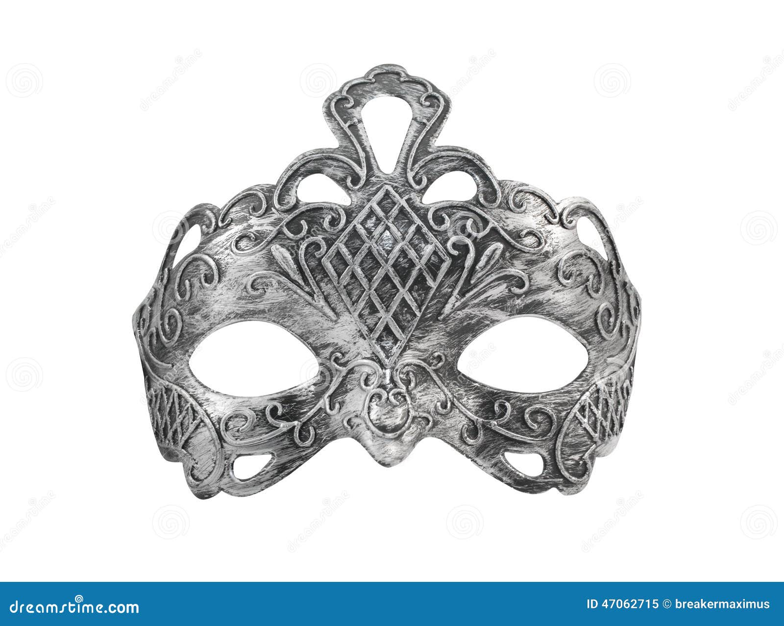 Silver Carnival Mask on White Background. Stock Image - Image of ...
