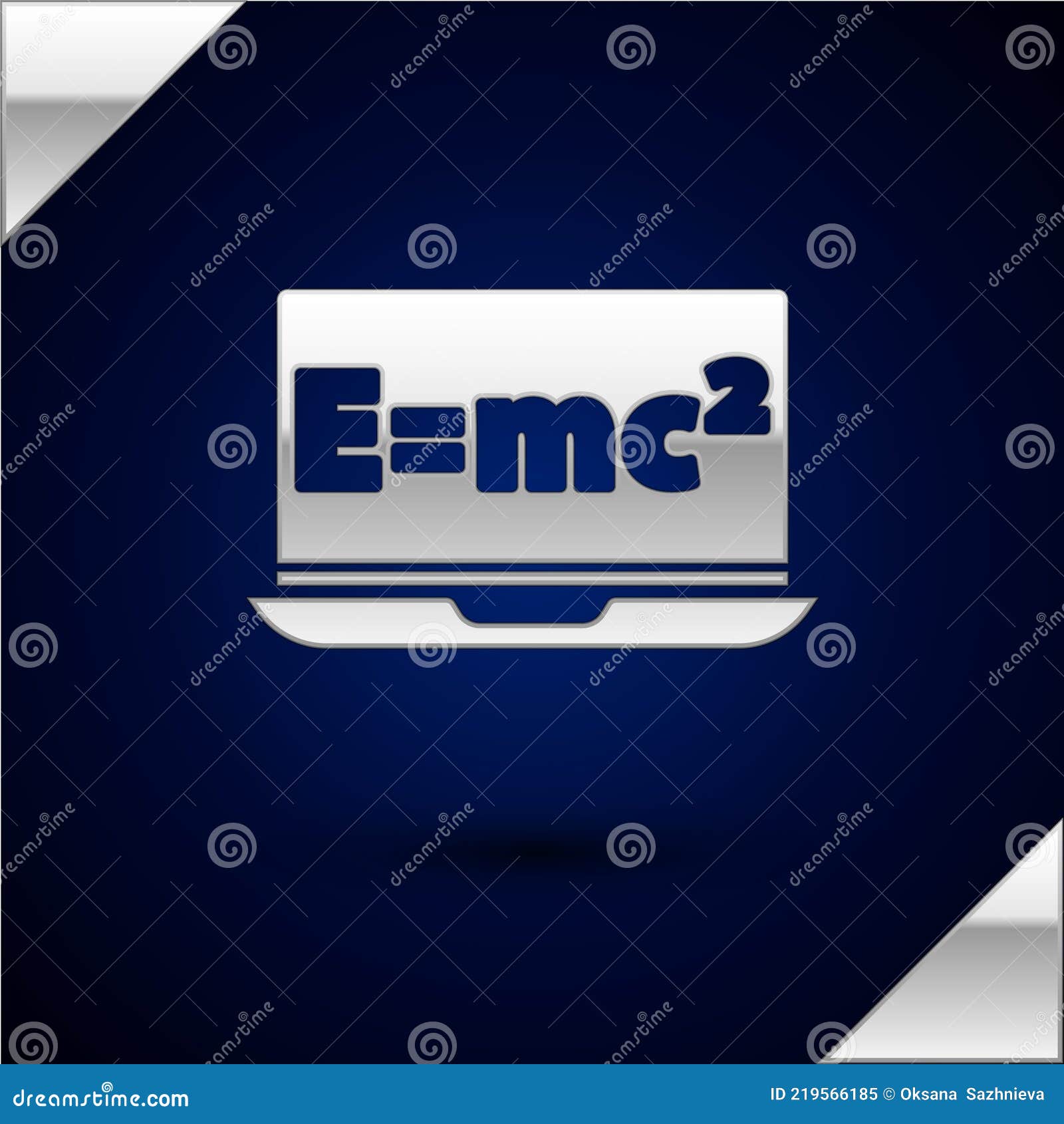 Silver Math System of Equation Solution on Laptop Icon Isolated on Dark ...