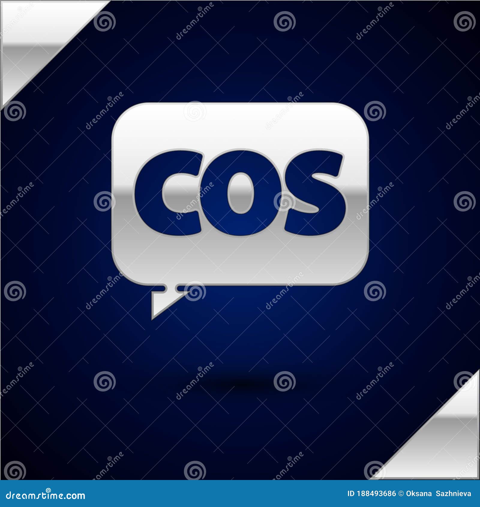 Silver Mathematics Function Cosine Icon Isolated on Dark Blue ...