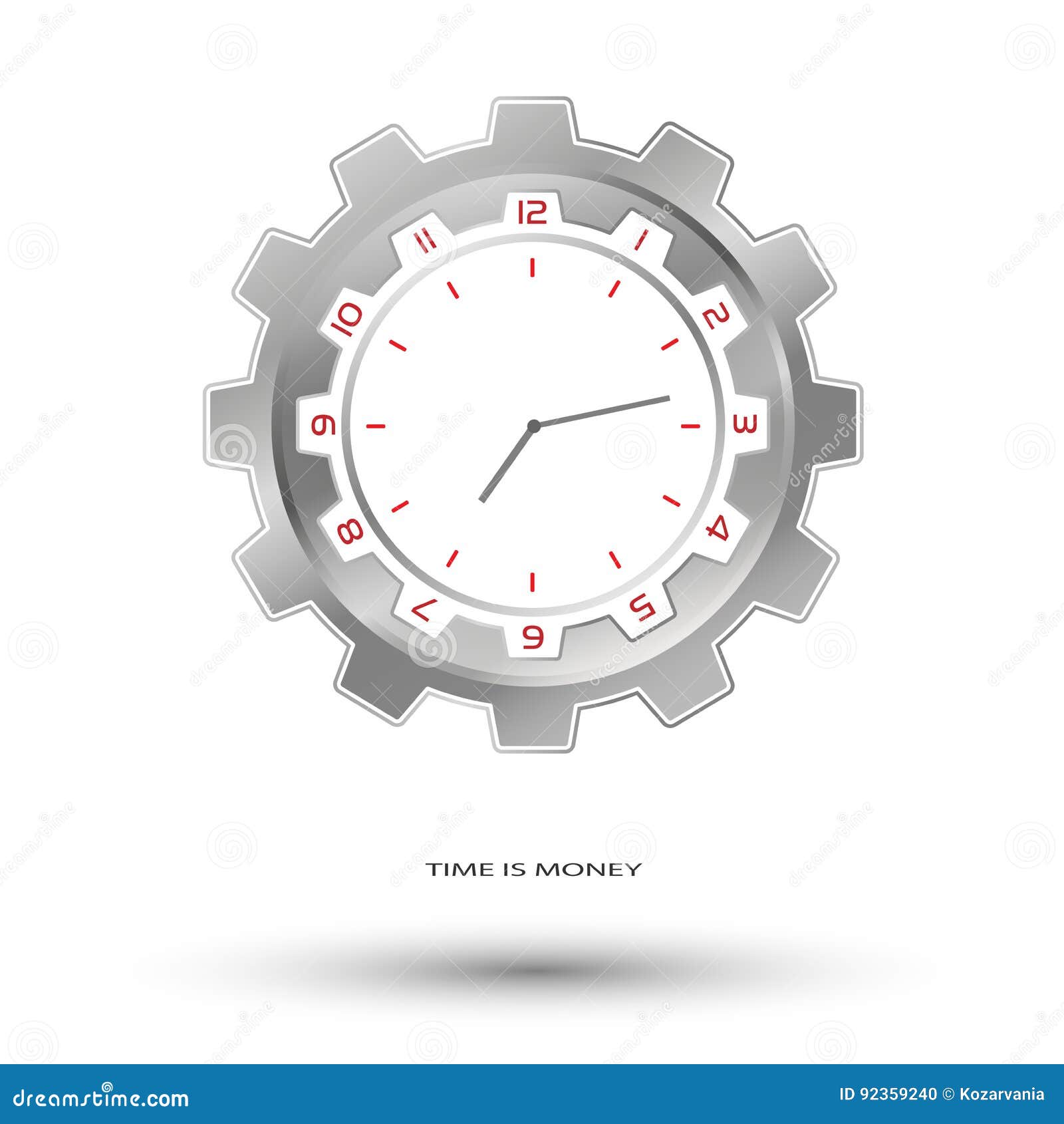 Silver mechanical watch stock vector. Illustration of nine - 92359240