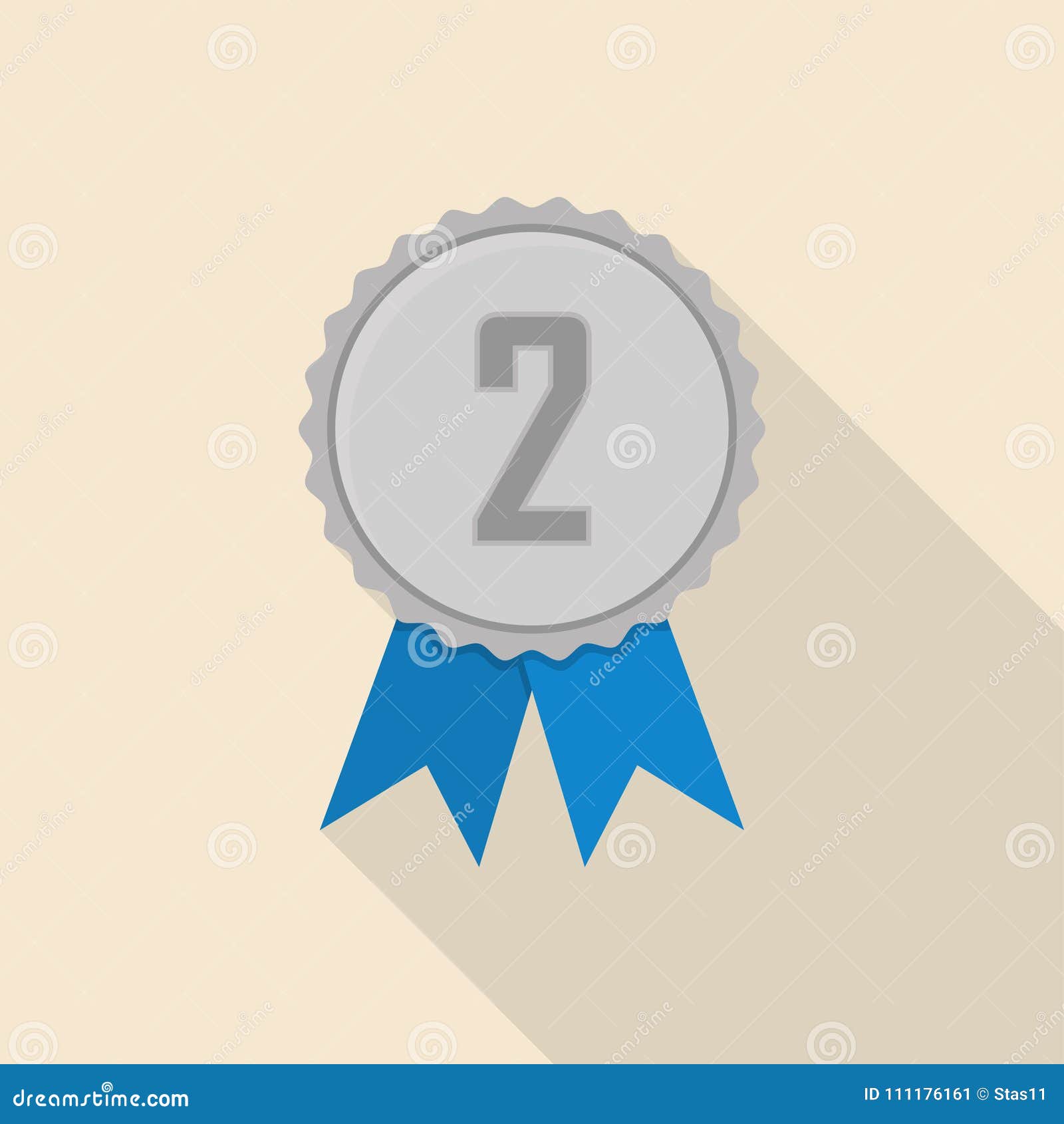 Silver Medal Award in a Flat Design with Long Shadow Stock Illustration ...