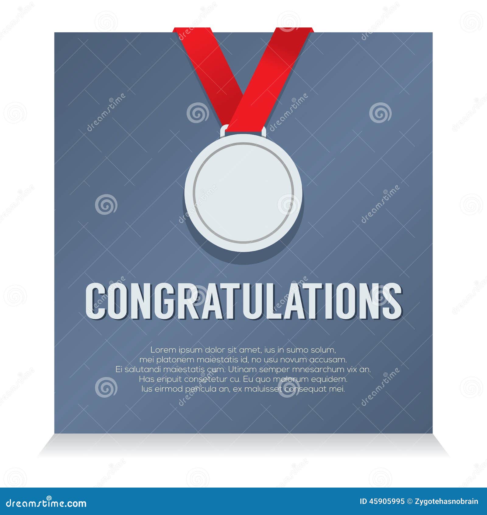Silver Medal with Congratulations Card Stock Vector - Illustration of ...